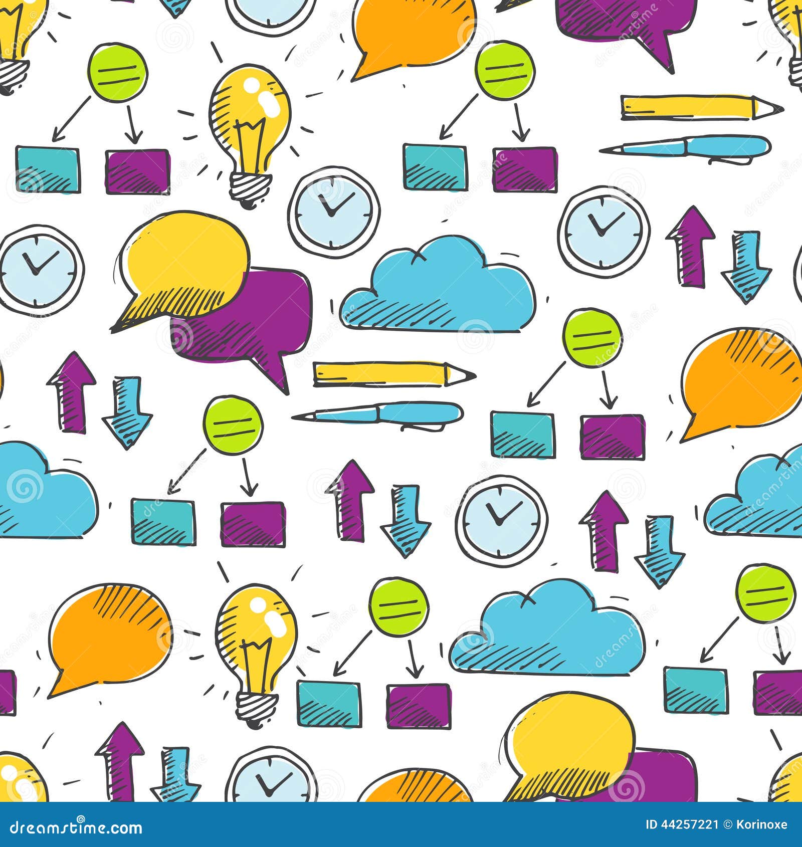 Seamless Pattern about Creativity Stock Vector - Illustration of arrow ...