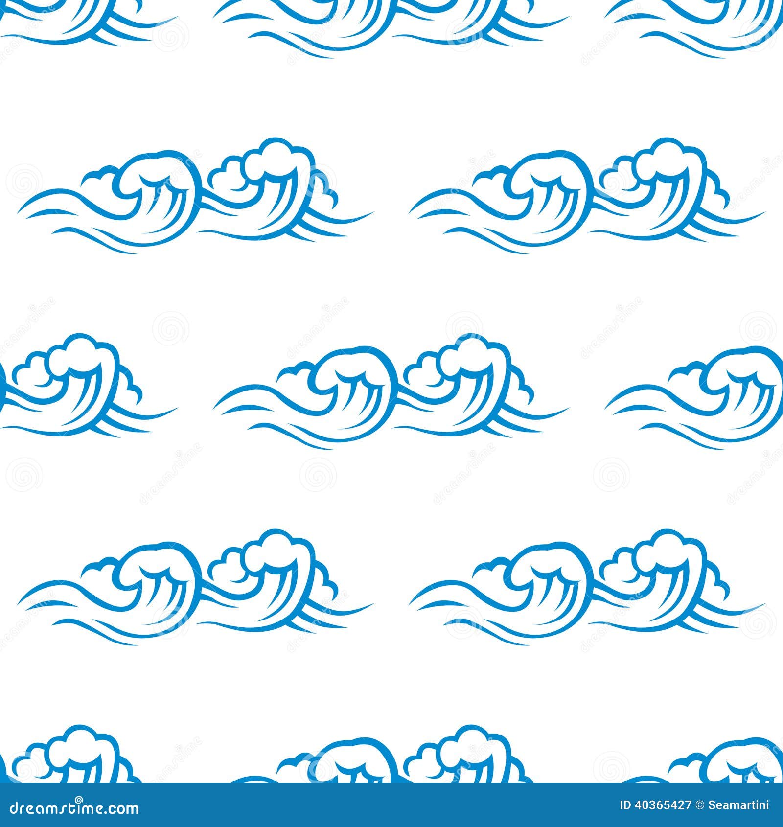 Seamless Pattern of Cresting Ocean Waves Stock Vector - Illustration of ...