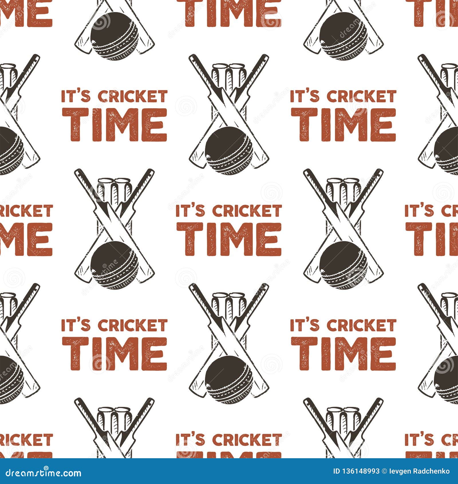 Seamless Pattern with Cricket Elements. Sports Pattern Wallpaper Stock ...
