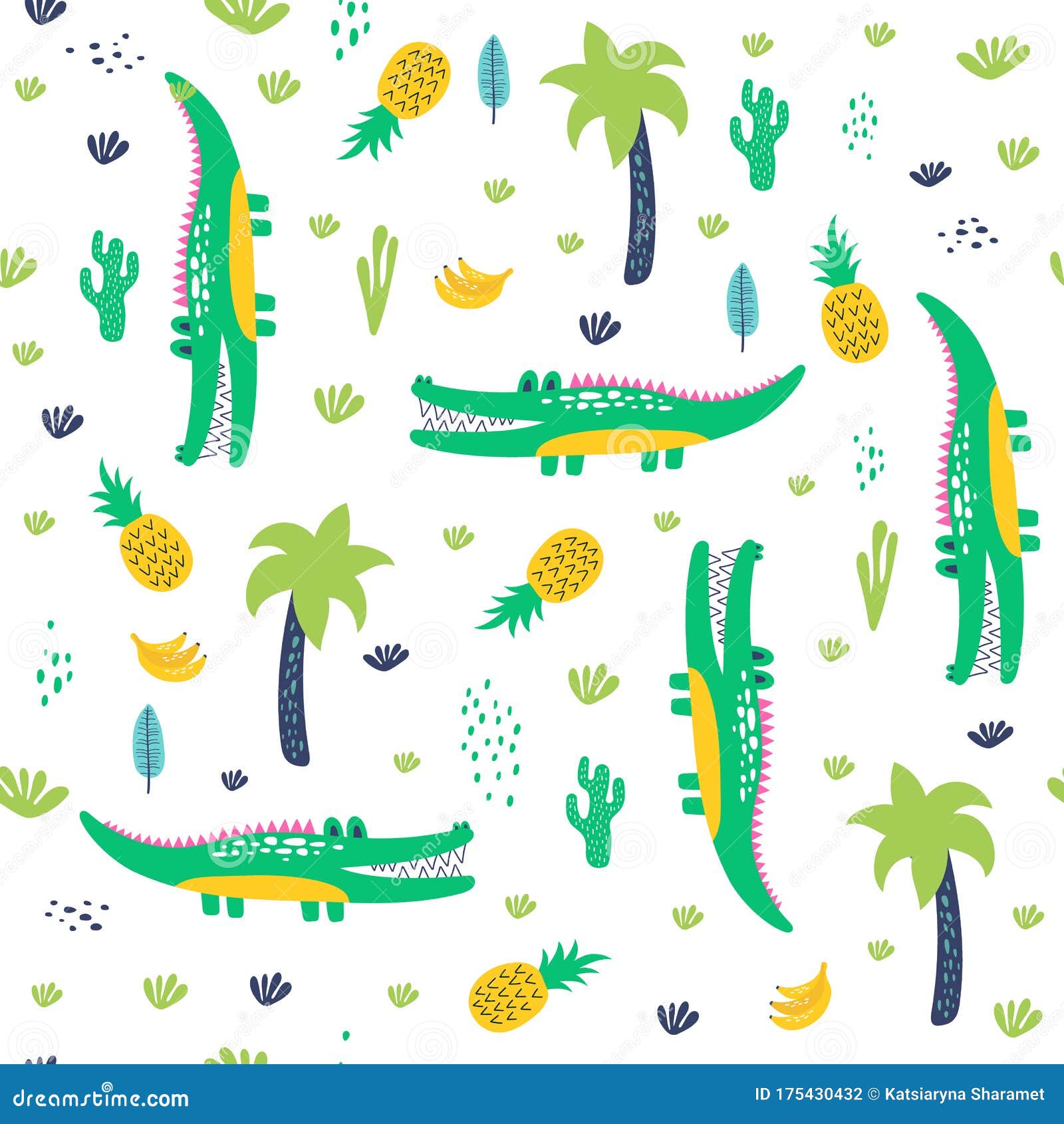 Seamless Pattern with Crocodile. Kids Vector Stock Vector ...