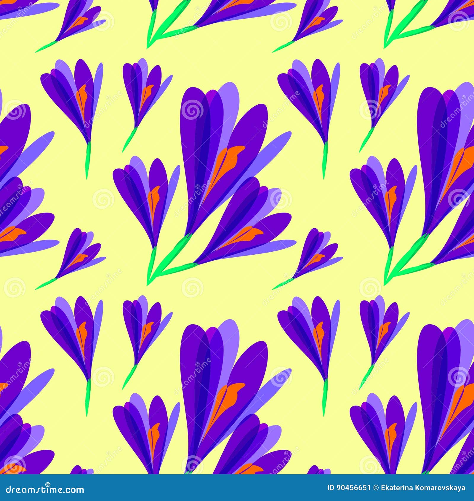 Seamless Pattern with Crocuses Stock Vector - Illustration of flower ...