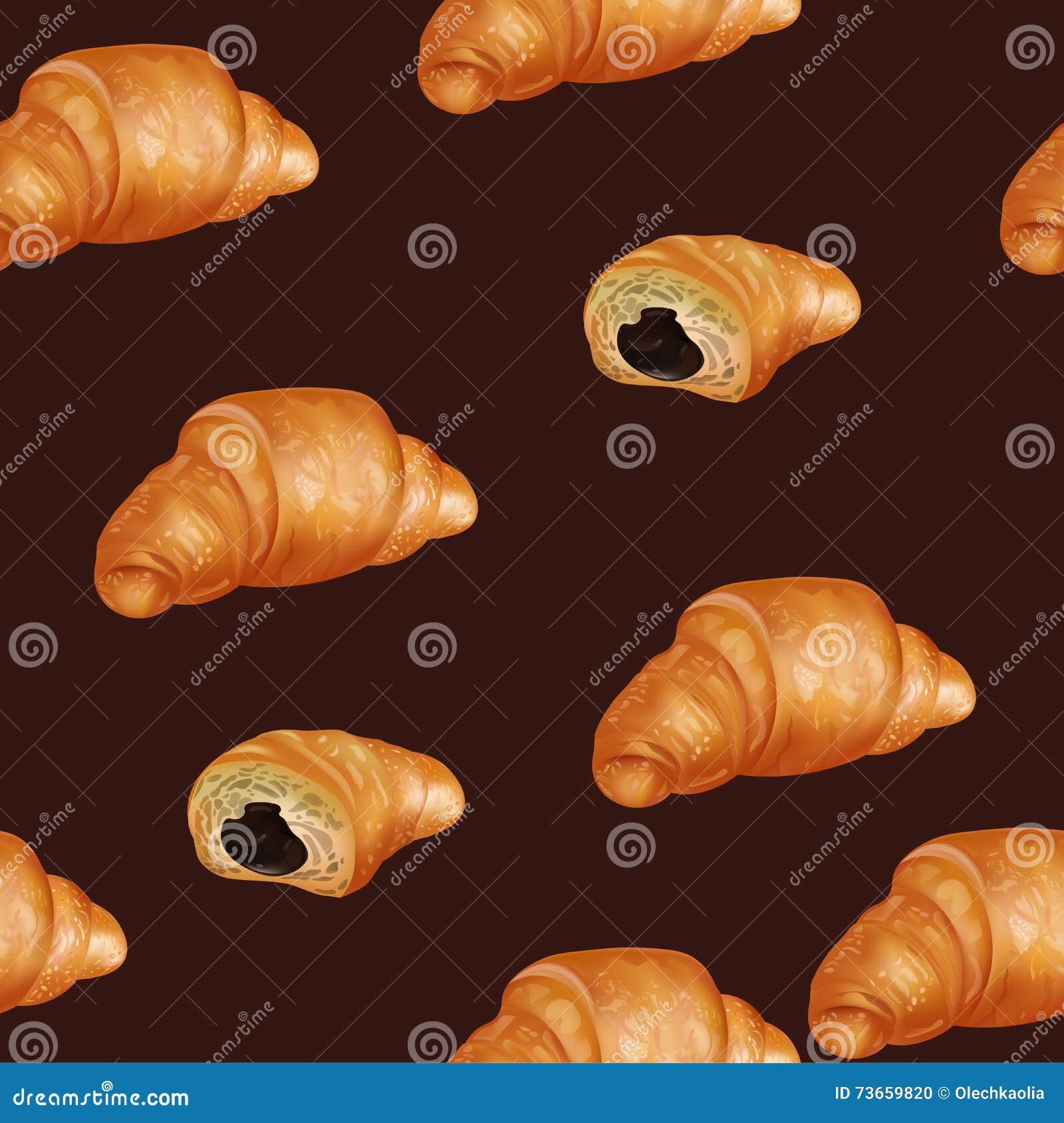 Seamless Pattern with Croissant. Vector Background Stock Vector ...