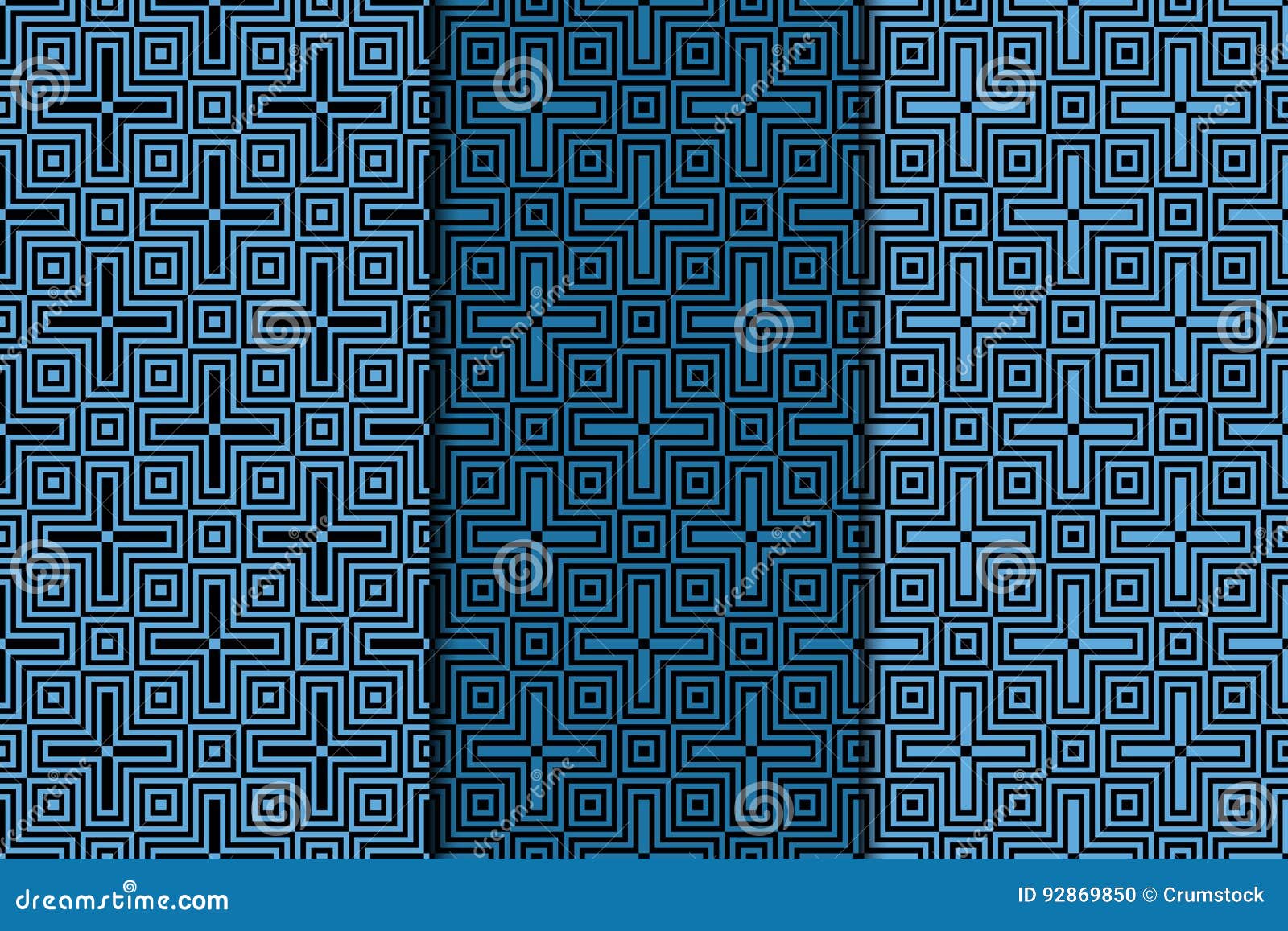 Seamless Pattern with Cross Elements. Dark Blue Backgrounds Set Stock ...