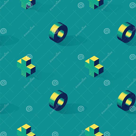 Seamless Pattern with Cross or Plus Shape and Ring on Background in ...
