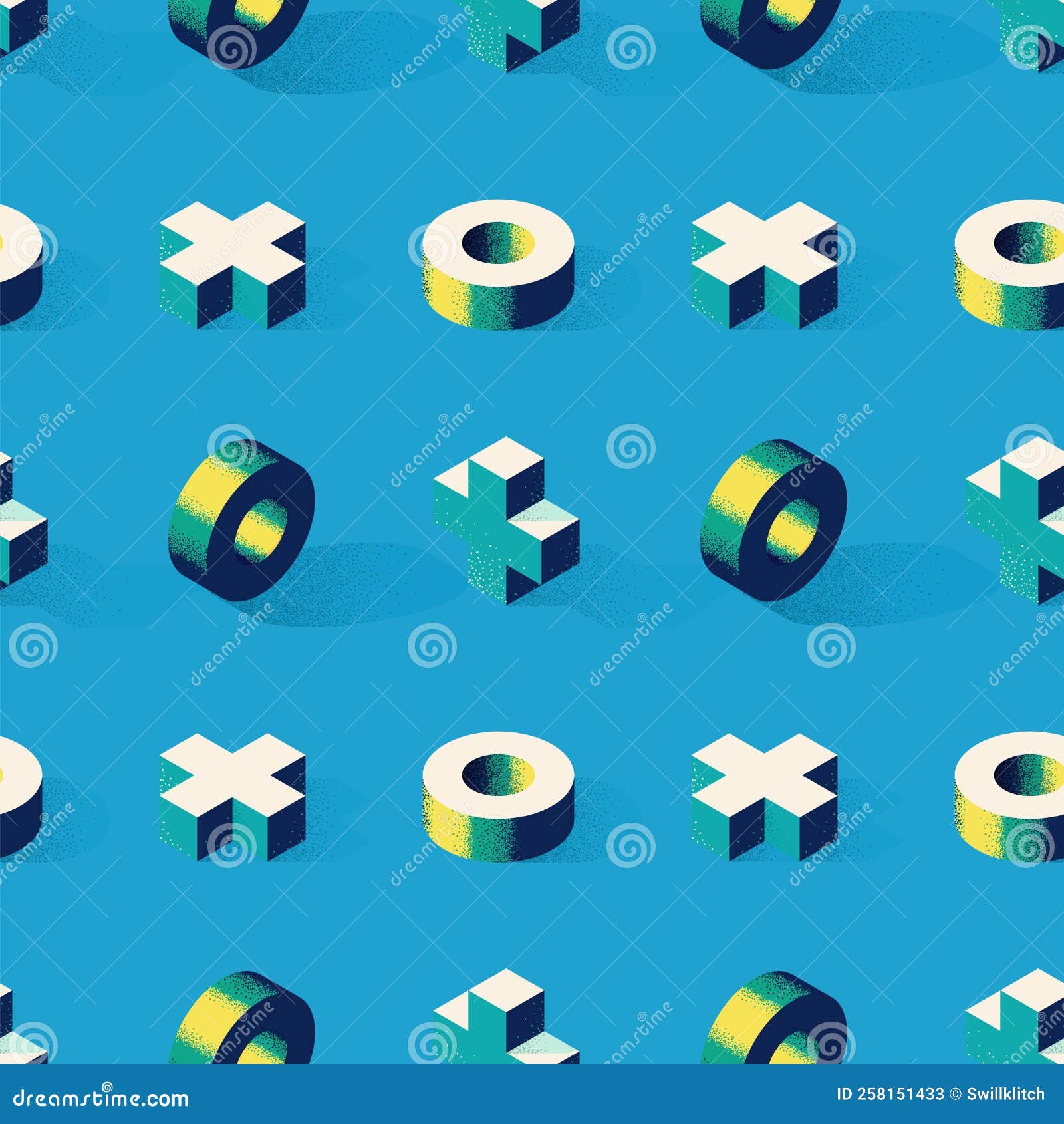 Seamless Pattern with Cross or Plus Shape and Ring on Background in ...