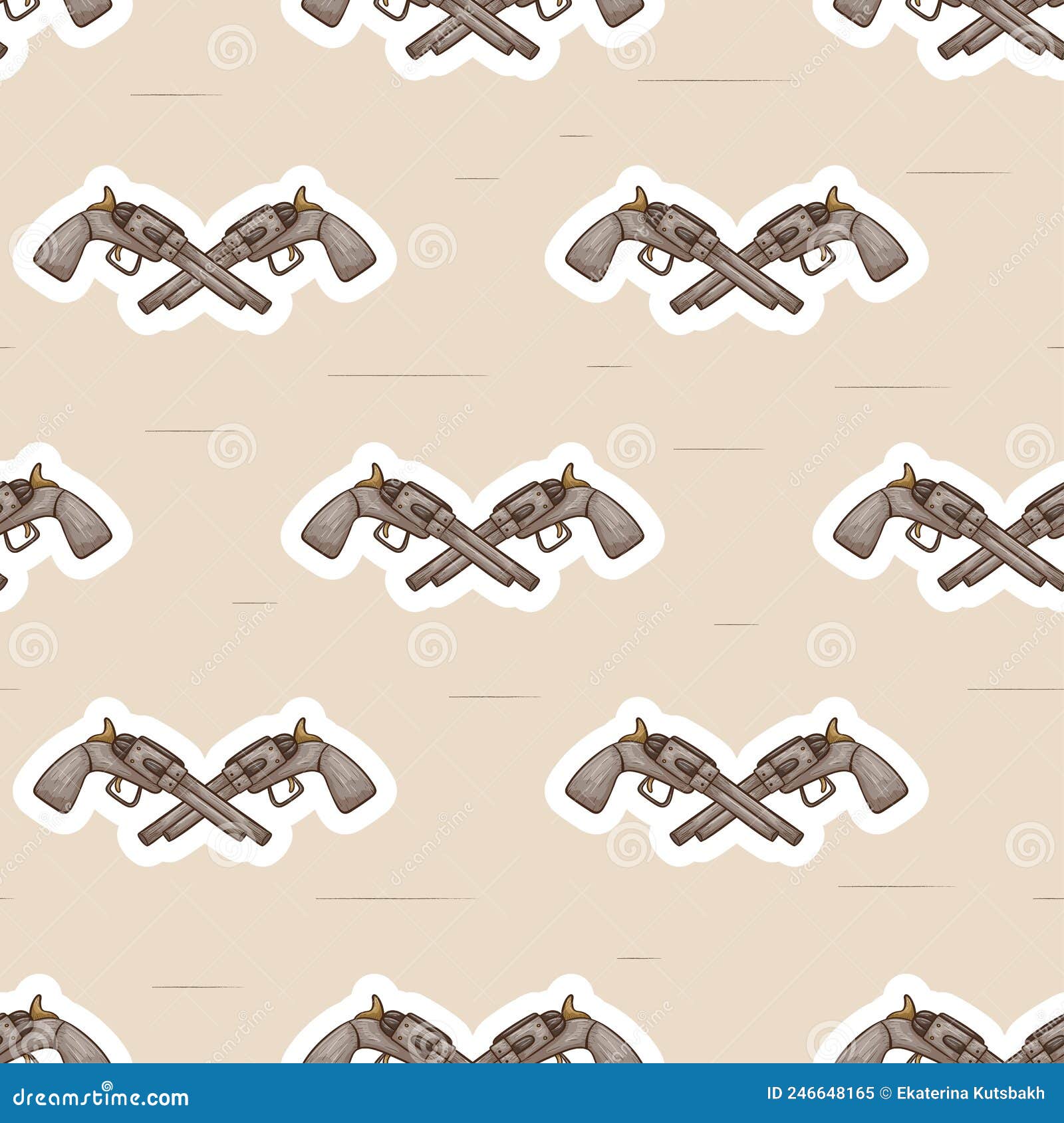 Man In Cowboy Hat And Two Revolvers. Western Emblem. Shooter With ...