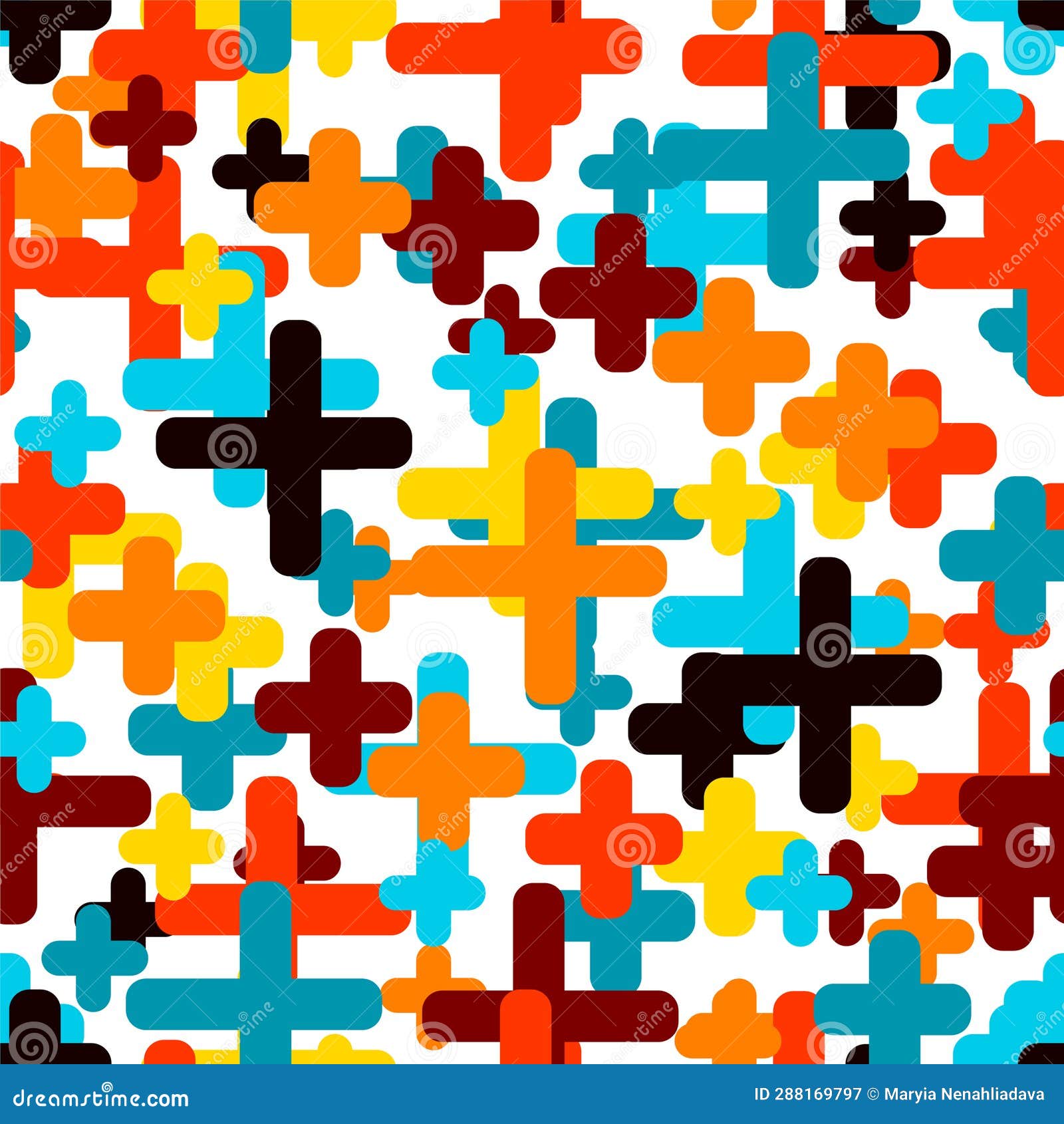 Seamless Pattern Crosses Colored. Vector Illustration Stock ...