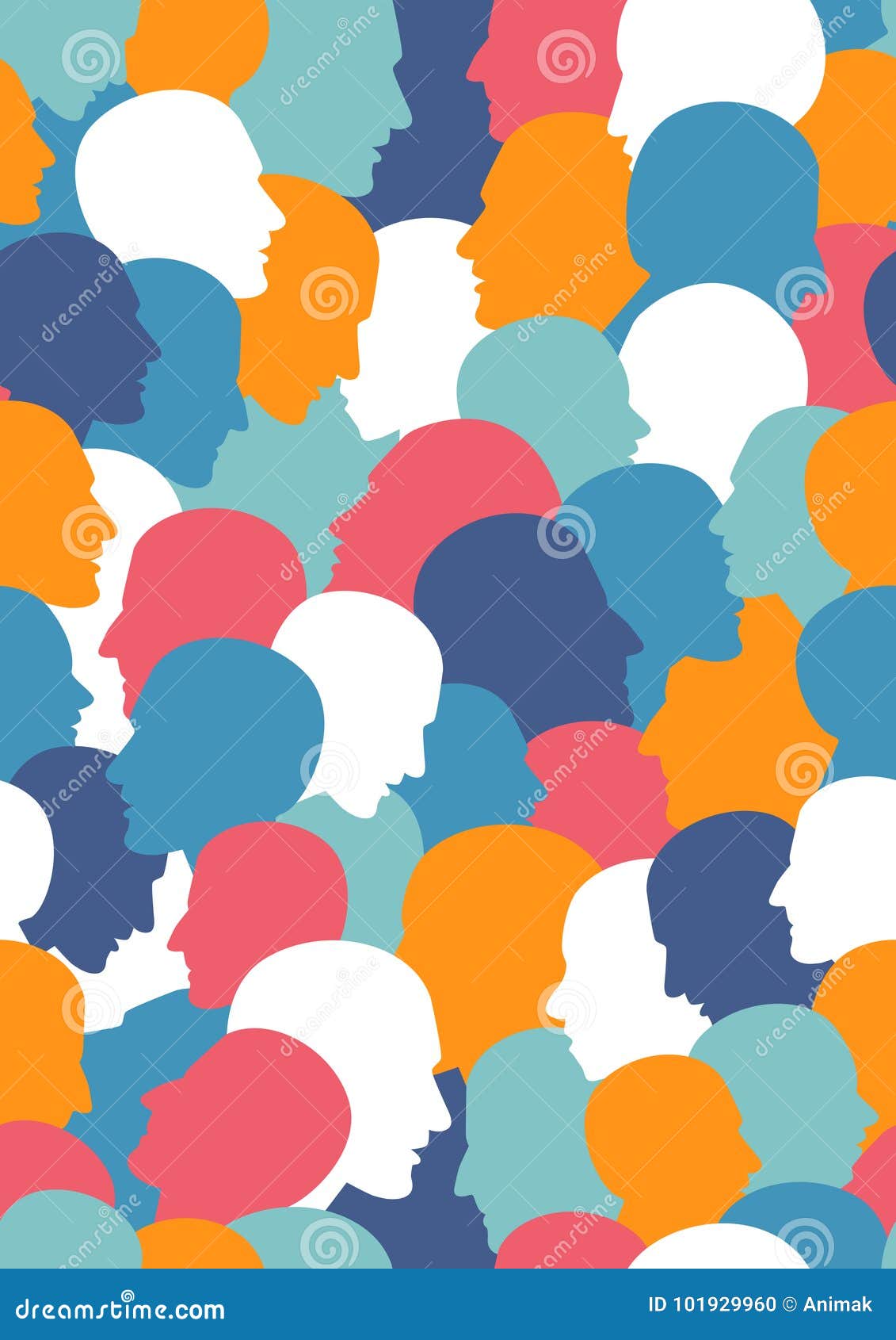 Seamless Profile People Pattern. Male And Female Faces Side Portrait ...