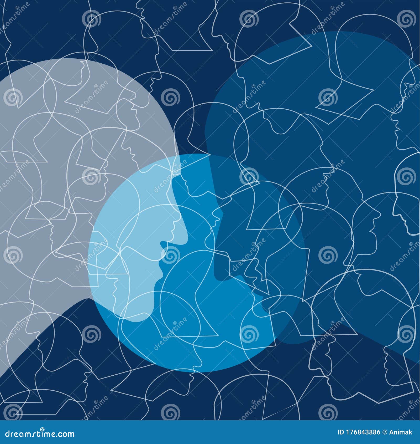 Seamless Pattern of a Crowd of Many Different People Profile Heads ...