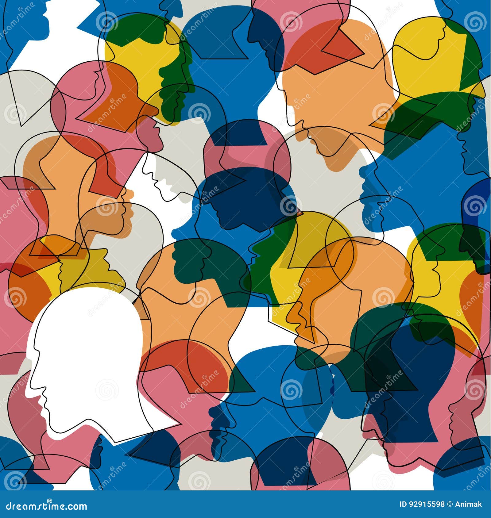 Seamless Profile People Pattern. Male And Female Faces Side Portrait ...