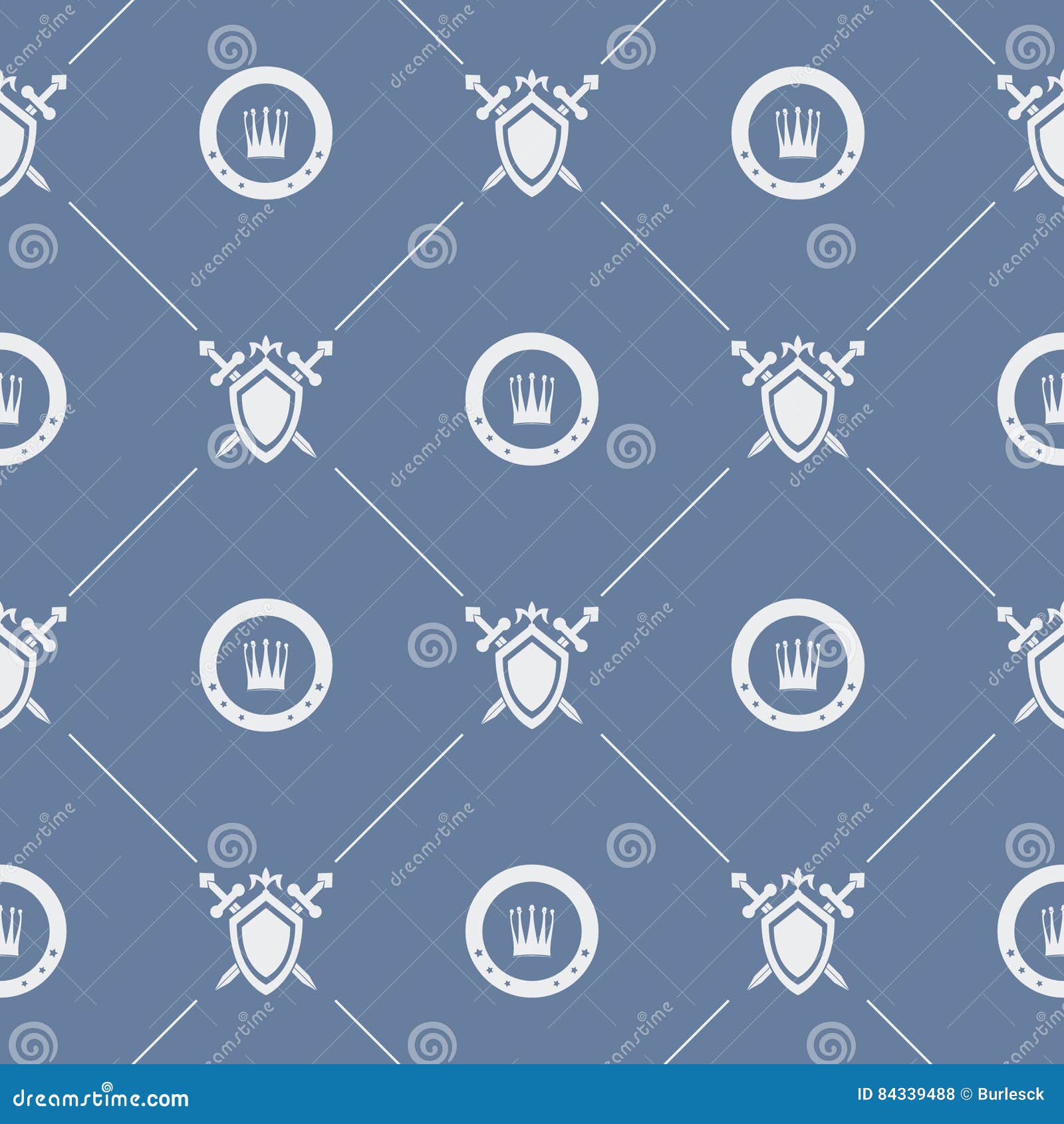 Seamless Pattern Crown with Sword and Shield Stock Vector ...