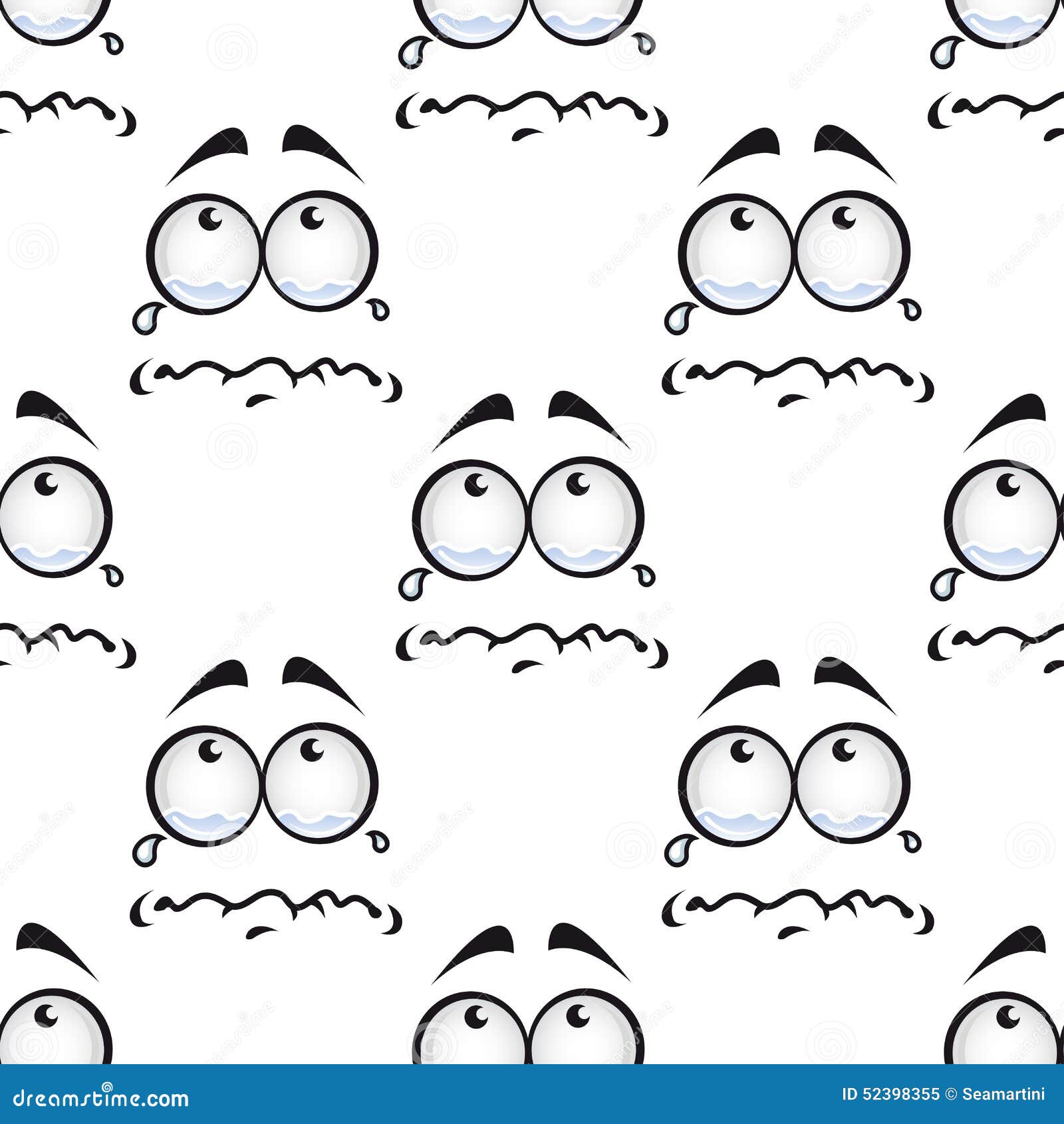 Seamless Pattern with Crying Comics Faces Stock Vector - Illustration ...