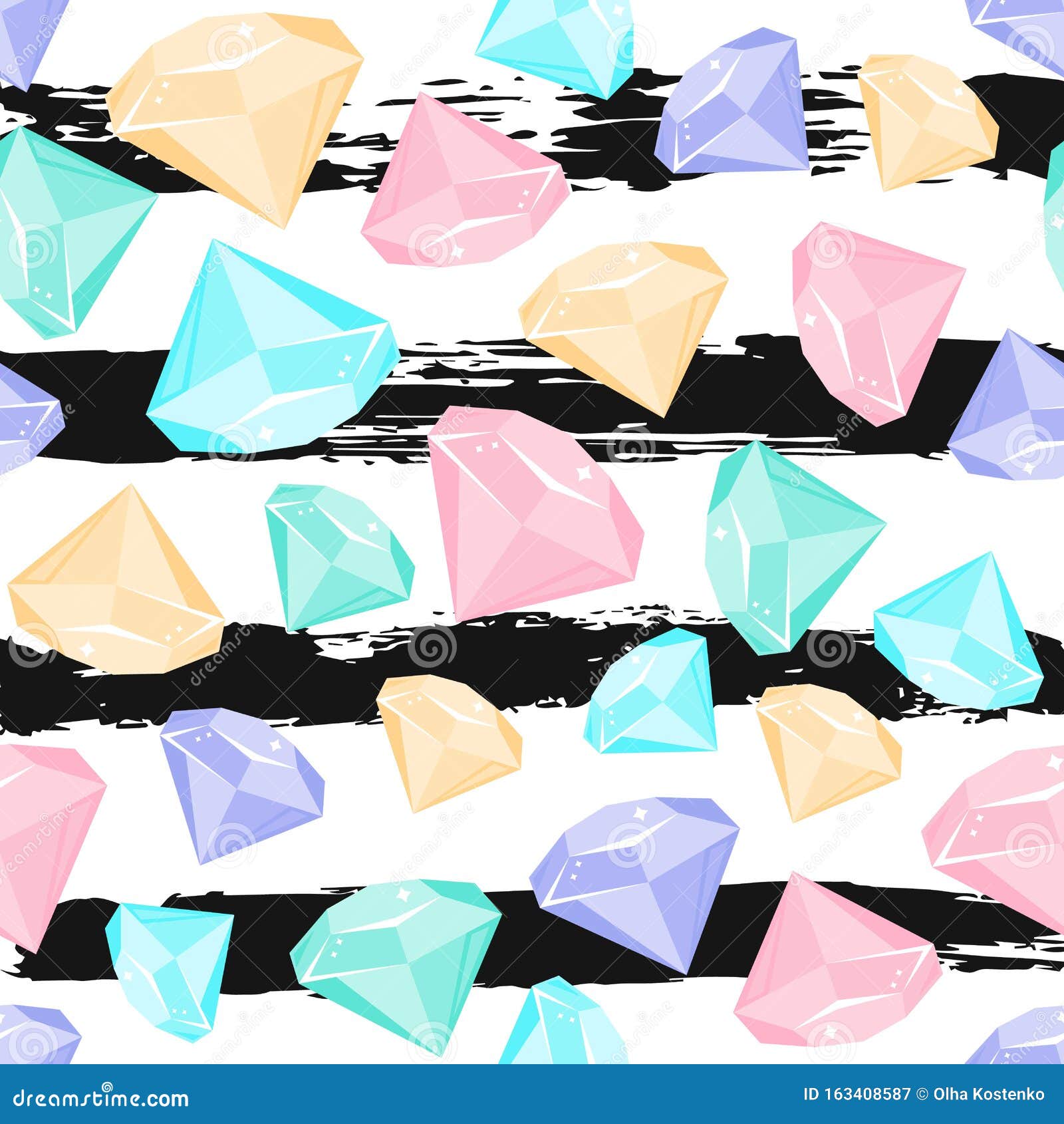 Seamless Pattern with Crystal Stock Vector - Illustration of jewelry ...