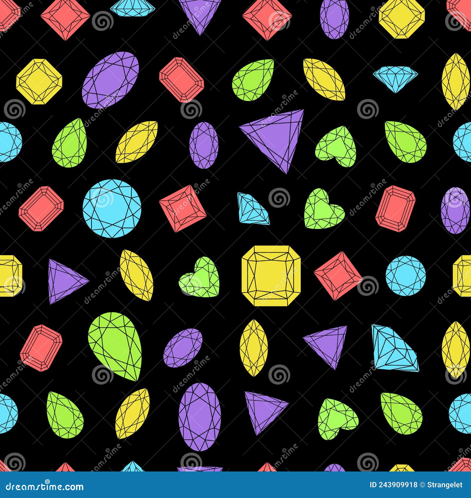Seamless Pattern with Crystals of Different Shapes. Stock Vector ...