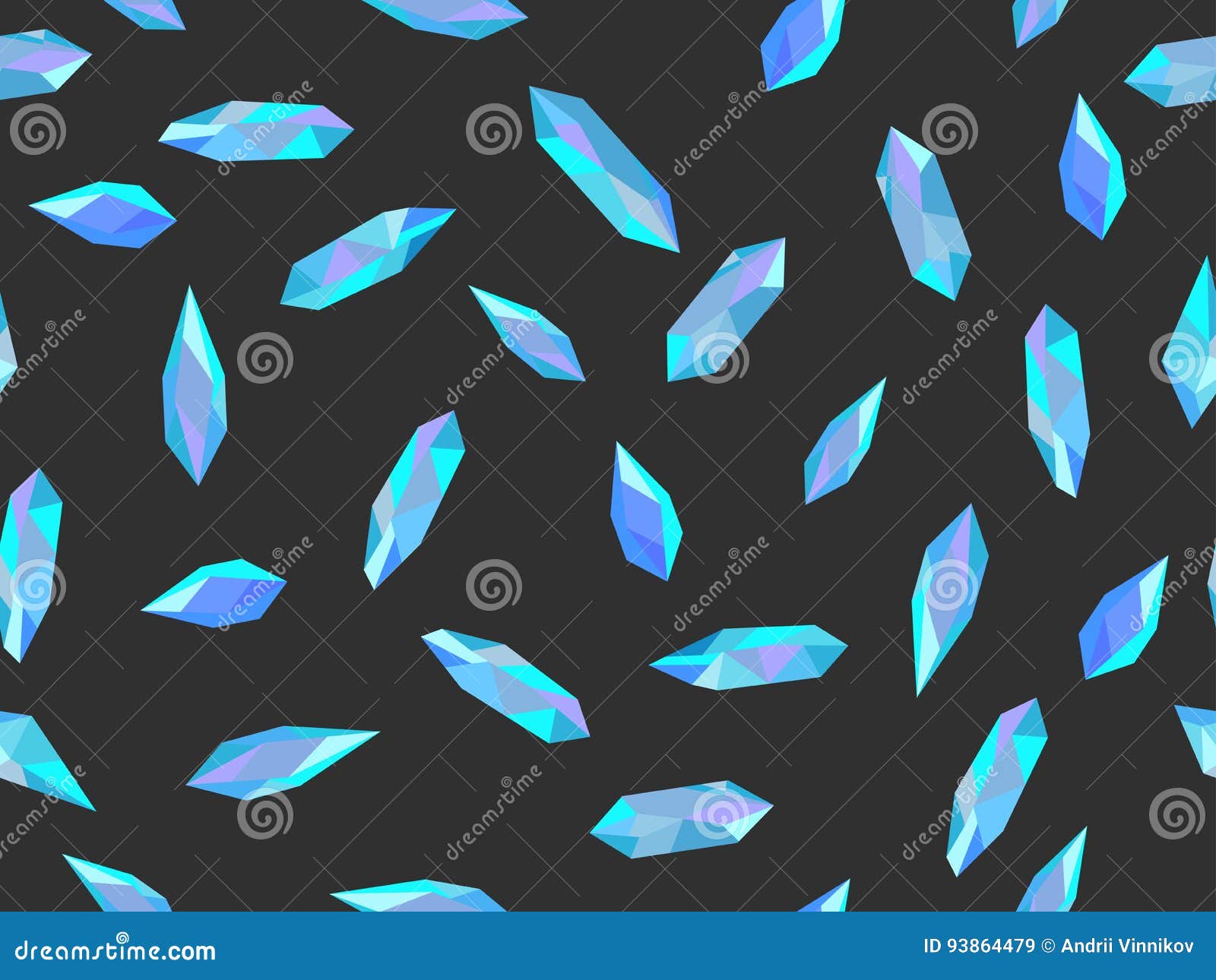 Seamless Pattern with Crystals. Minerals, Design Elements Stock Vector ...