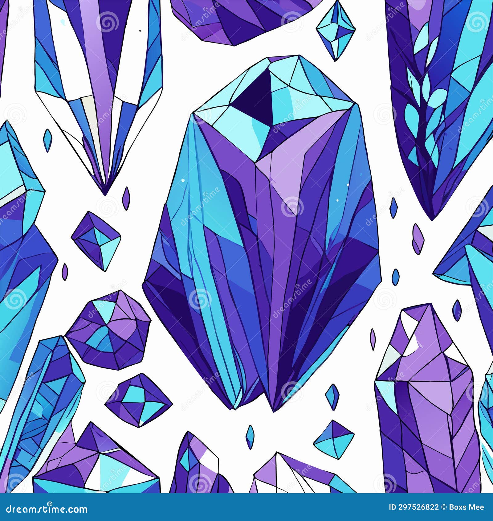 Seamless Pattern with Crystals. Vector Illustration. Blue Color Stock ...