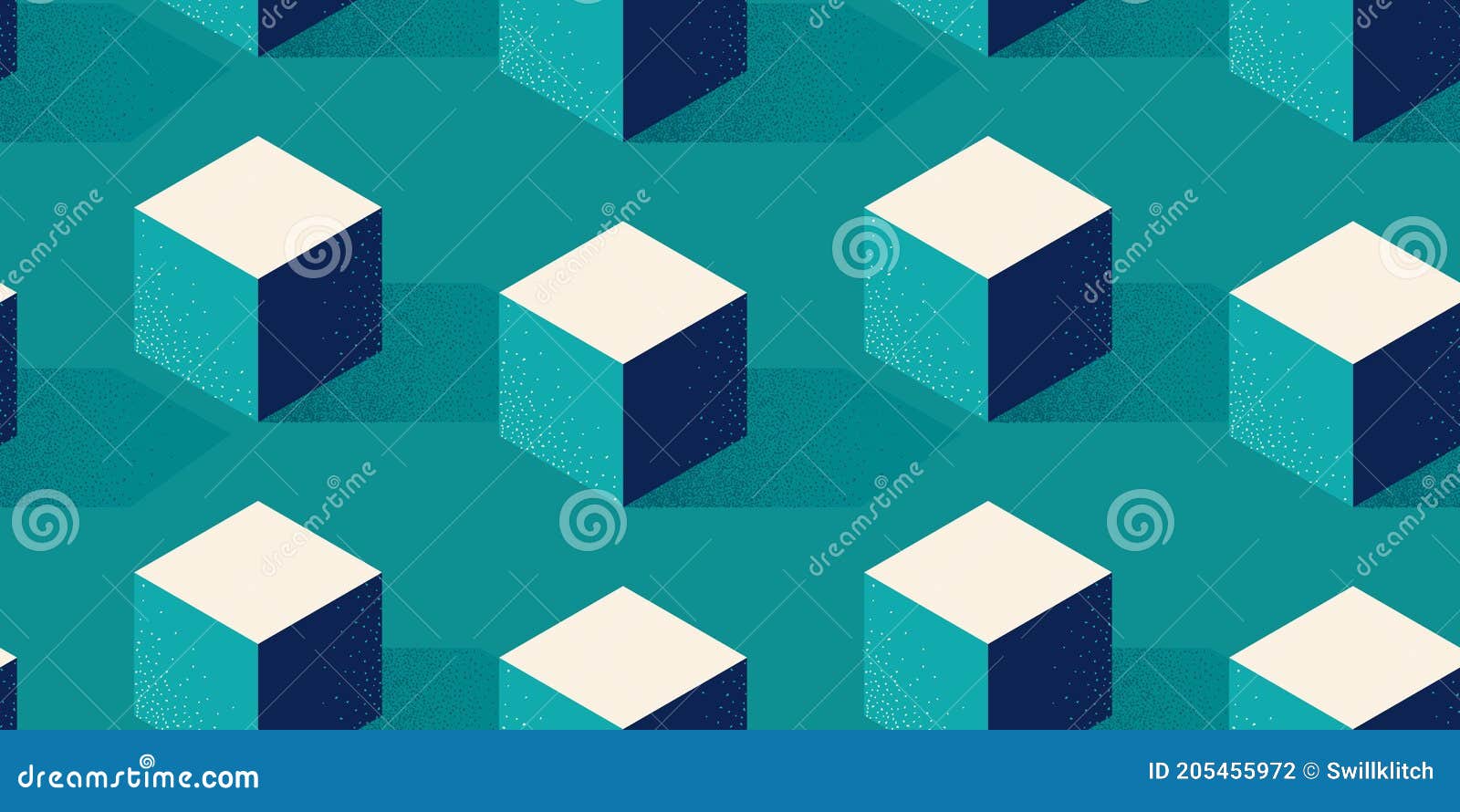 Seamless Pattern with Cube or Box Shape on Green Background in Modern ...