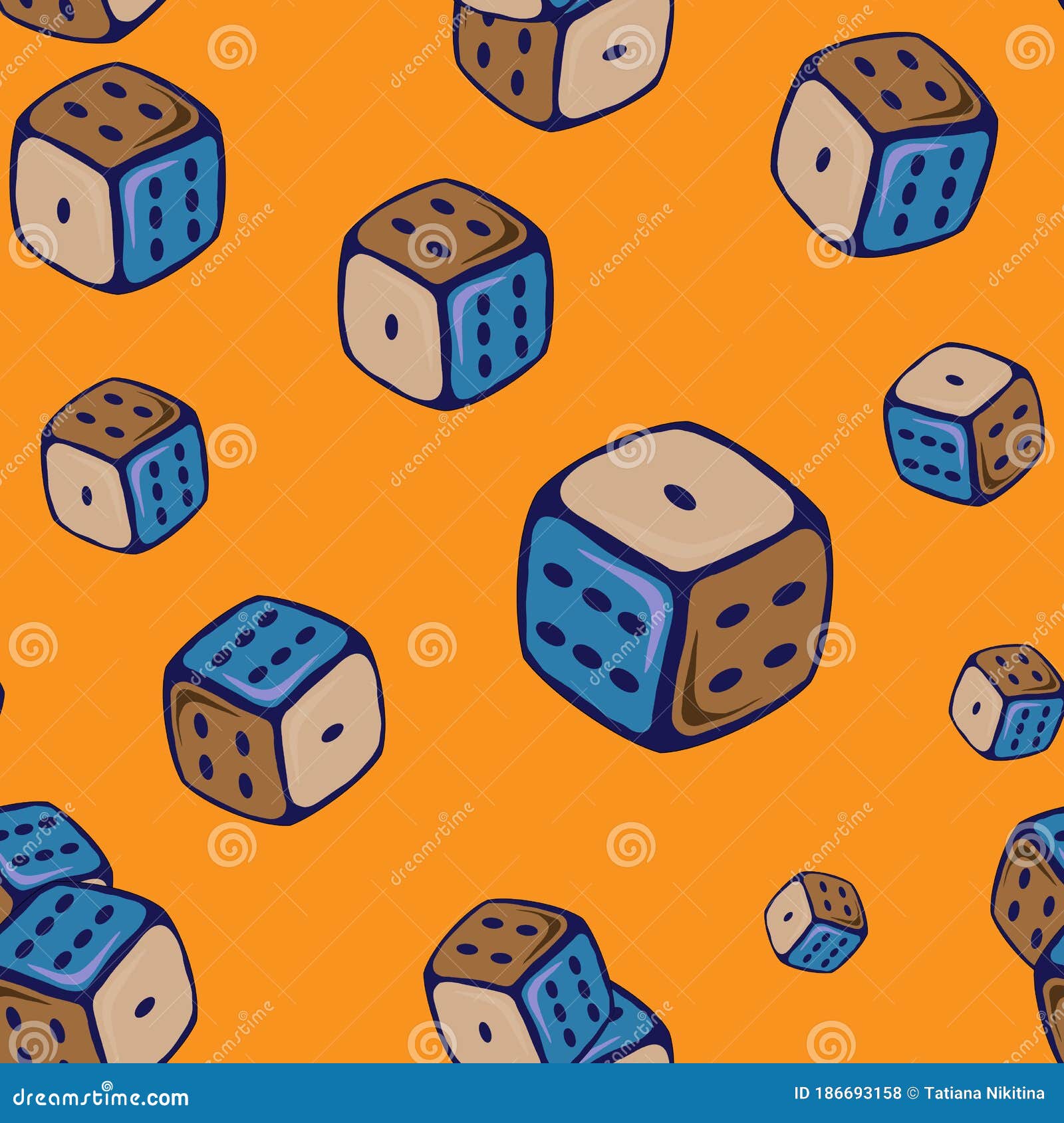 Seamless Pattern with Cubes for Dice Game on an Orange Background ...