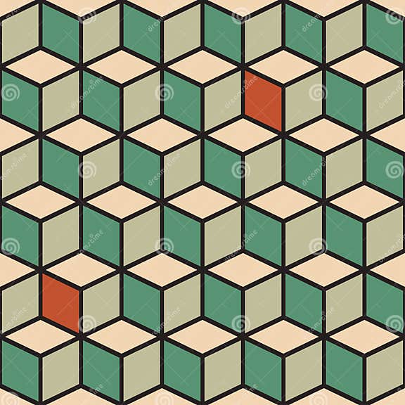 Seamless Pattern with Cubes in Retro Color Stock Vector - Illustration ...
