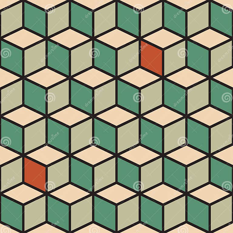 Seamless Pattern with Cubes in Retro Color Stock Vector - Illustration ...