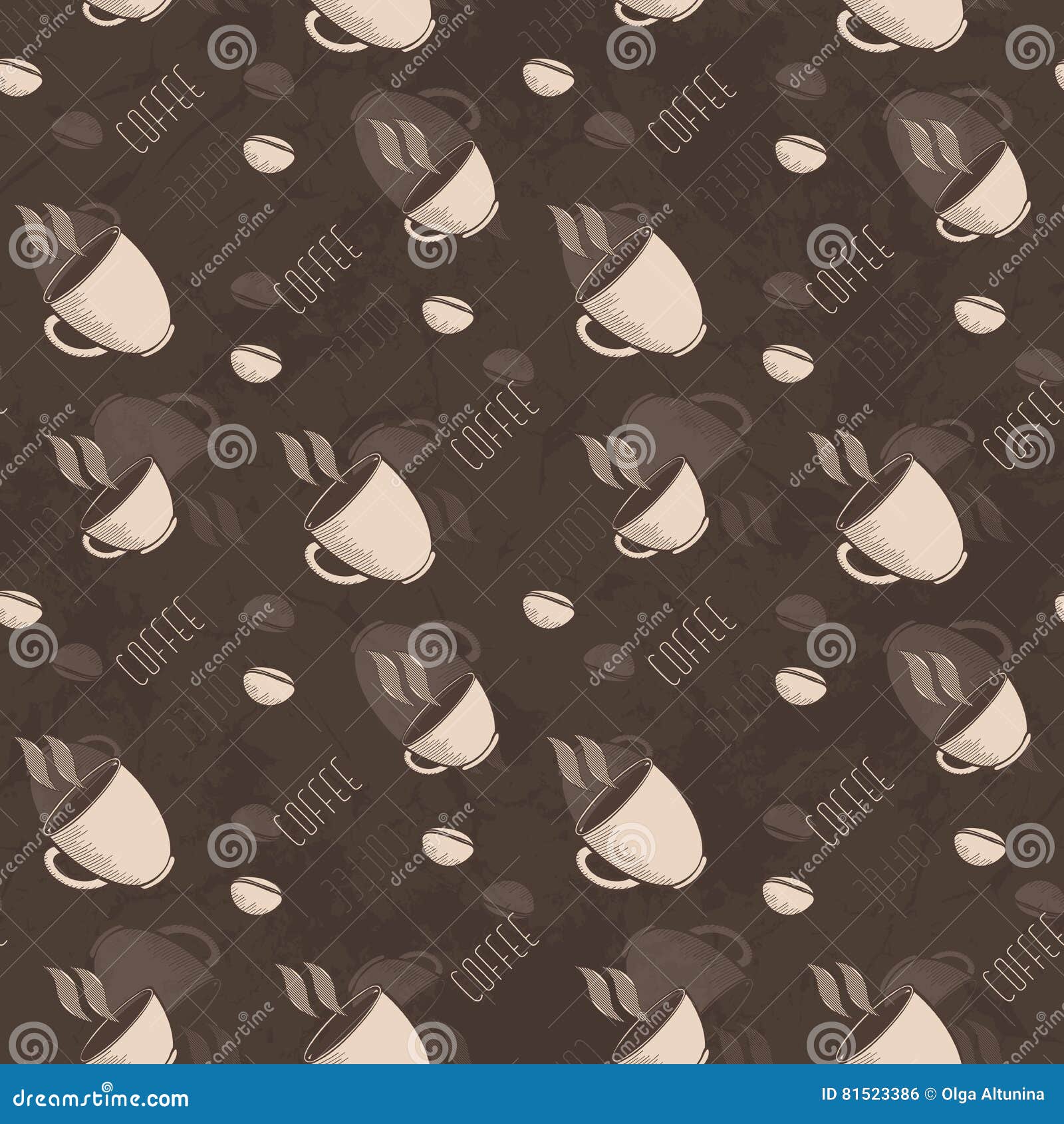 Seamless Pattern with Cup of Coffee Stock Vector - Illustration of ...