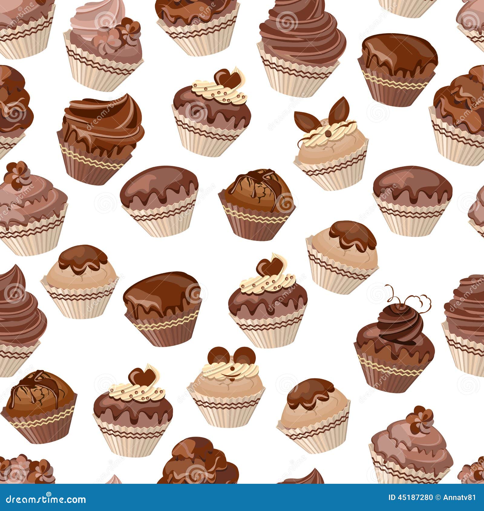 Seamless Pattern with Cupcakes Stock Vector - Illustration of celebrate ...