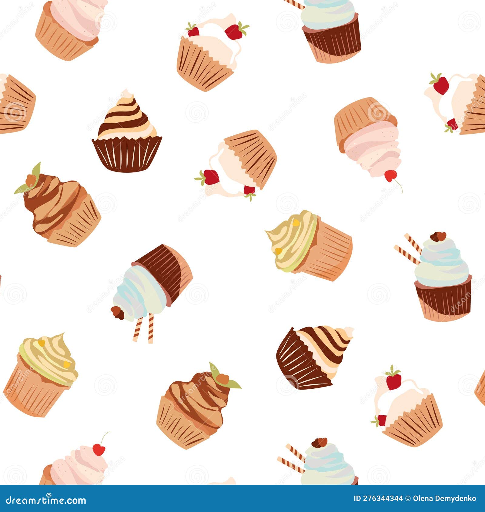Seamless Pattern With Cupcakes Vector Illustration Stock Vector