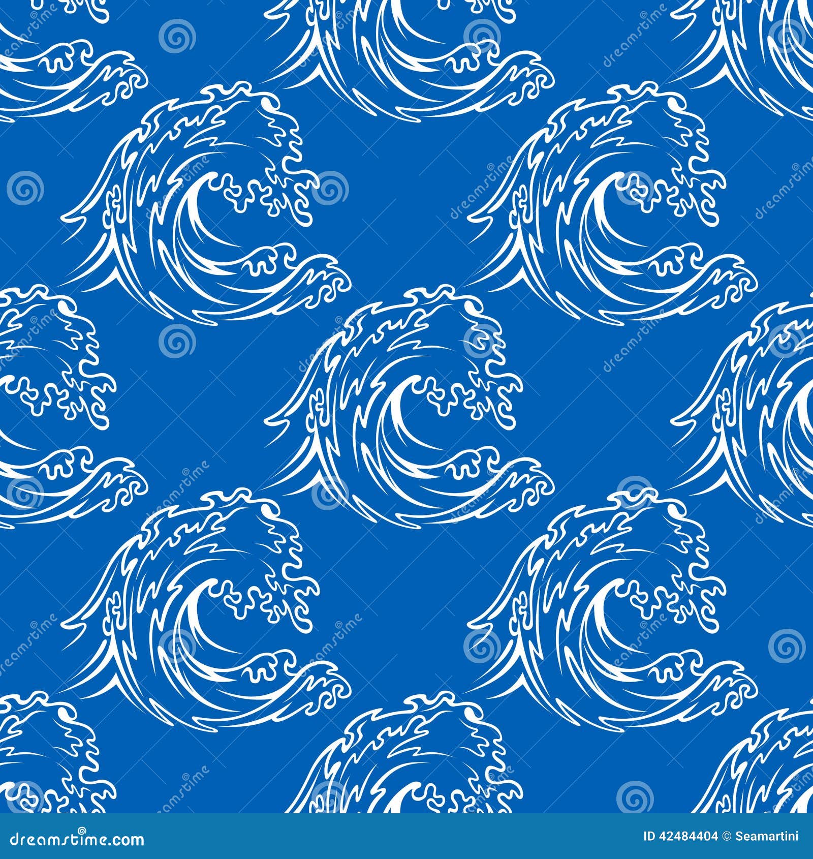 Seamless Pattern of a Curling Waves Stock Vector - Illustration of ...