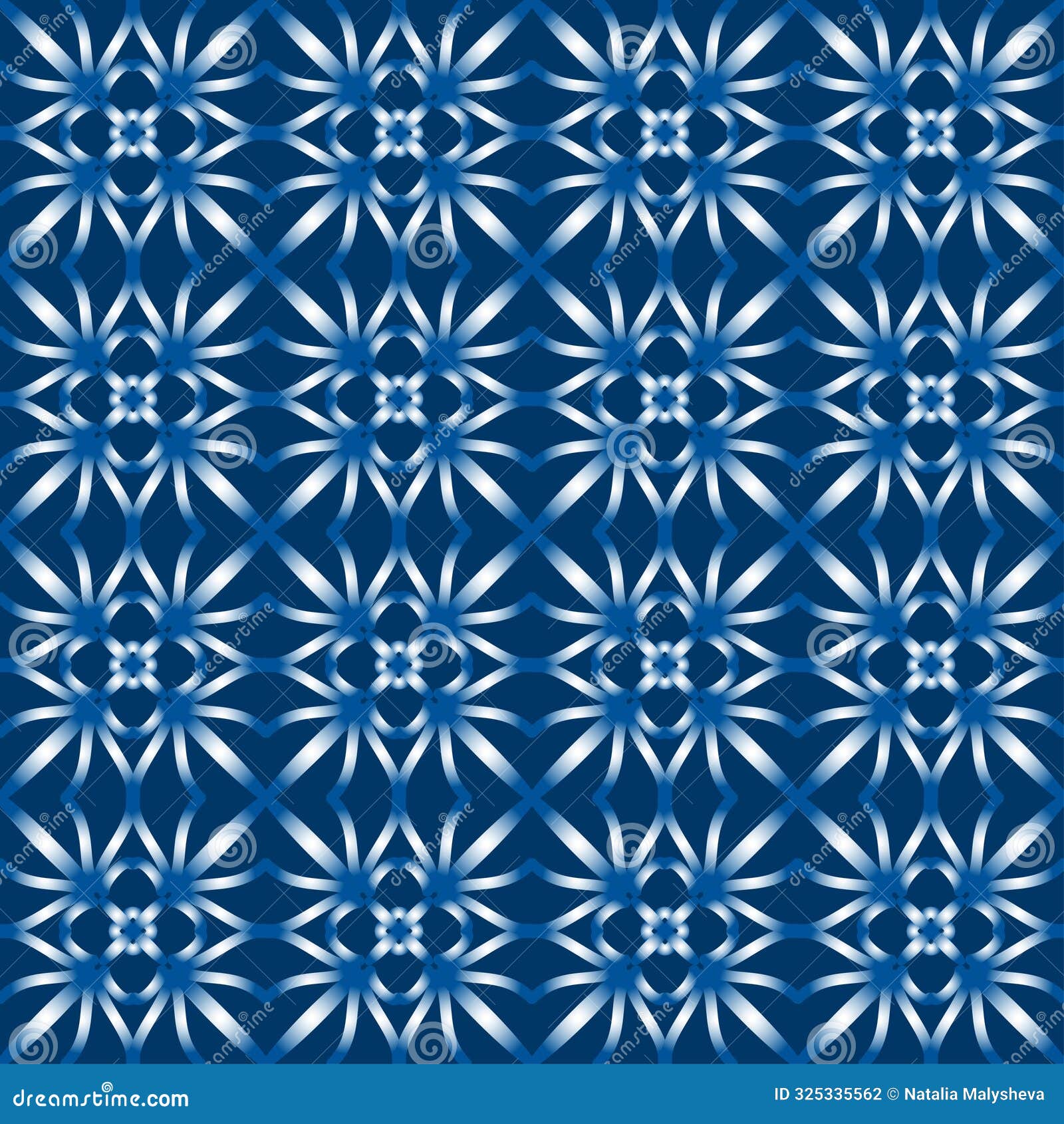 Seamless Pattern with Curve Lines. Blue Gradient Tiles on Dark Blue ...