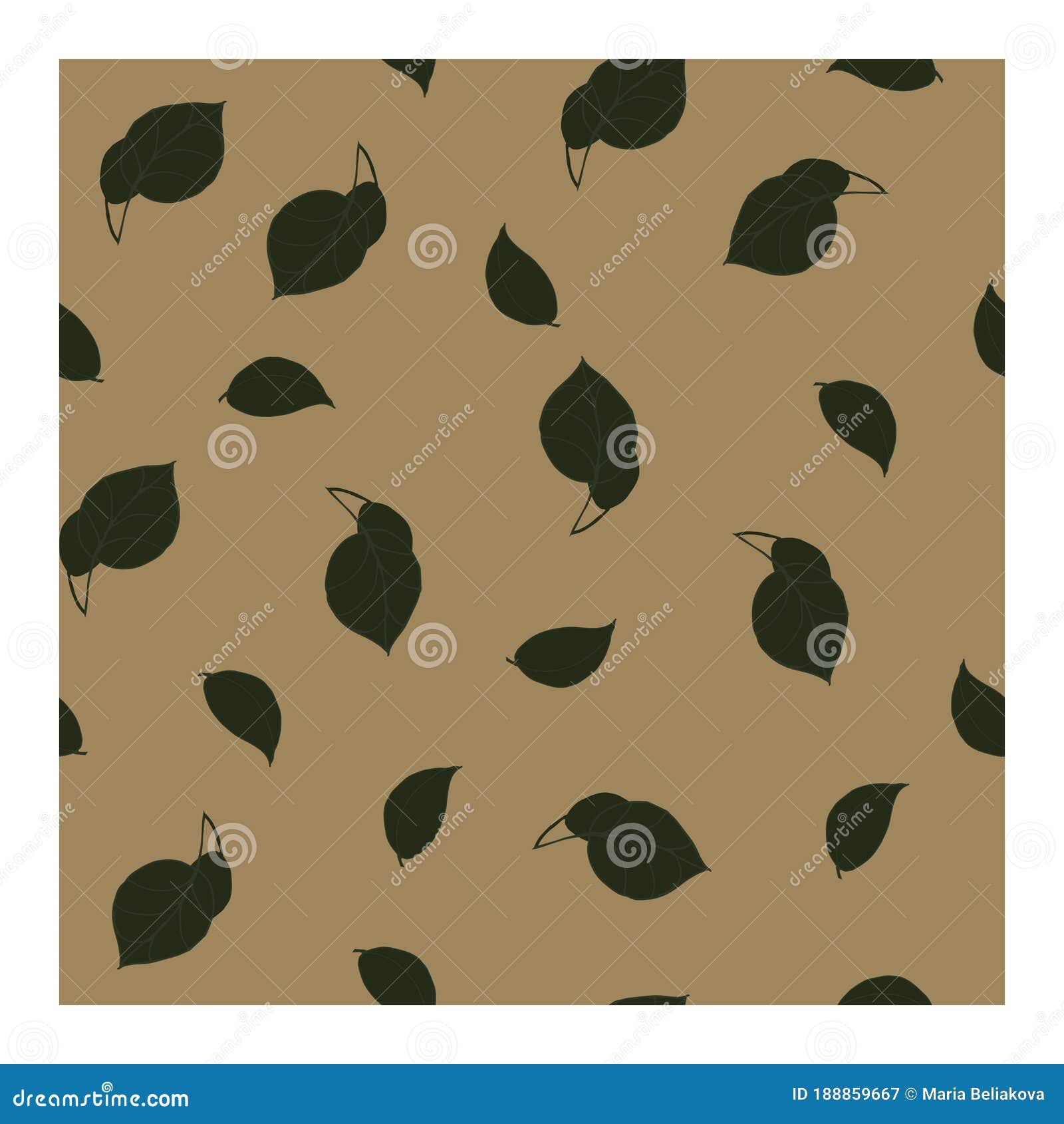 Seamless Pattern with Curved Branches and Leaves. Leaves, Leaves ...