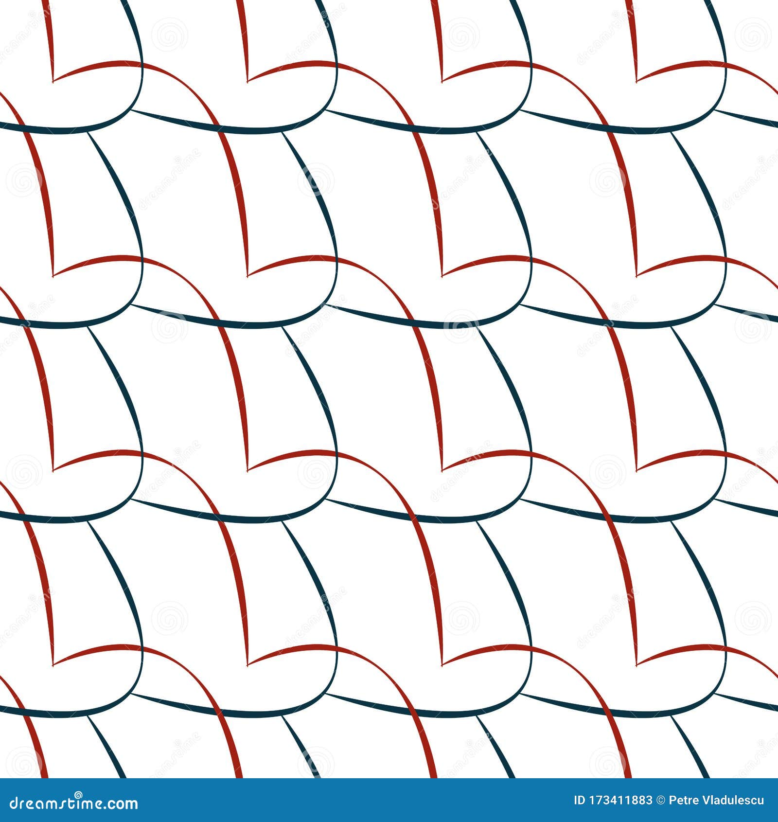 Seamless Pattern with Curved Red and Green Lines, Modern Stylish Image ...