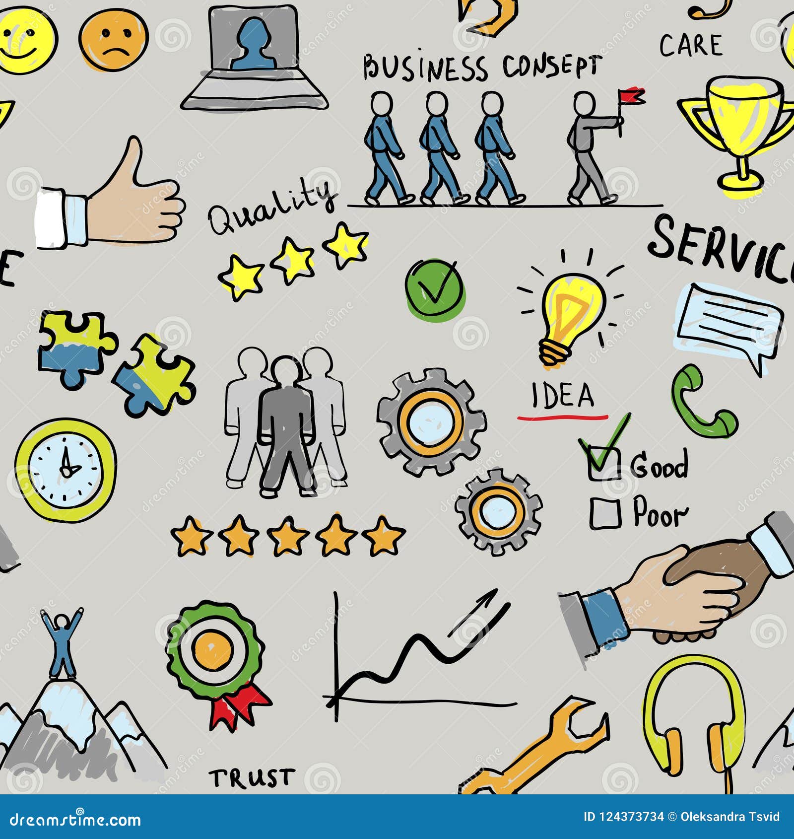 Seamless Pattern with Customer Loyalty Service Support Care Drawings ...