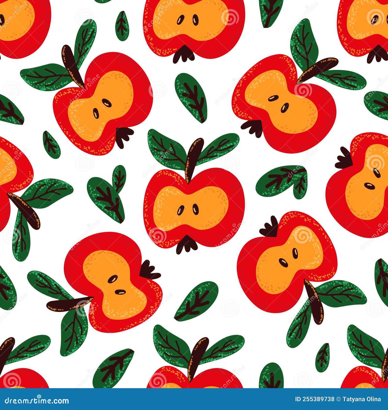 Seamless Pattern with Cut Red Apples on a Blue Background Stock ...