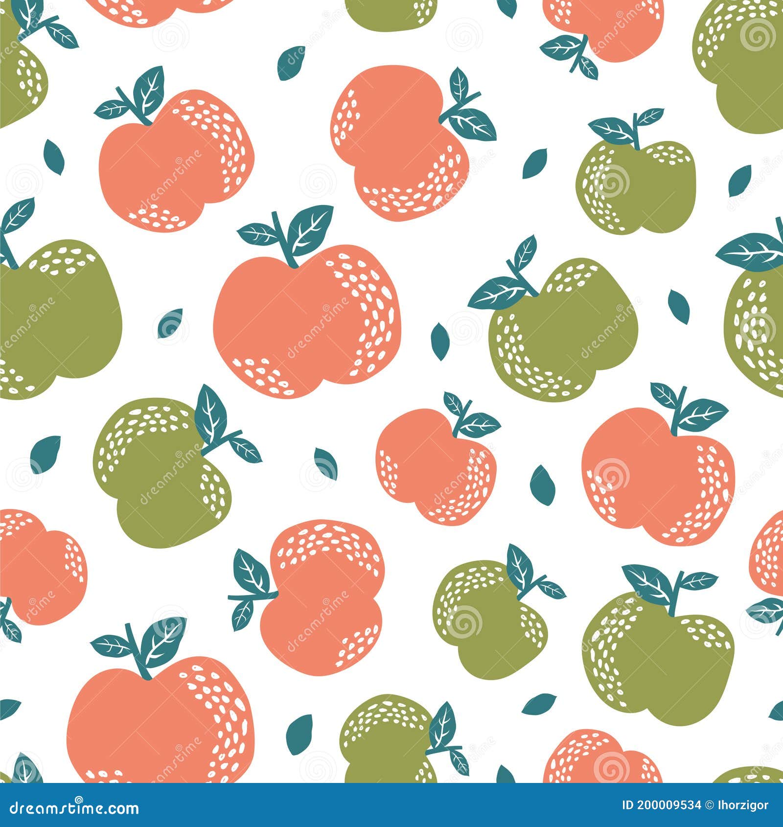 Seamless Pattern with Cute Apple Stock Vector - Illustration of cute ...