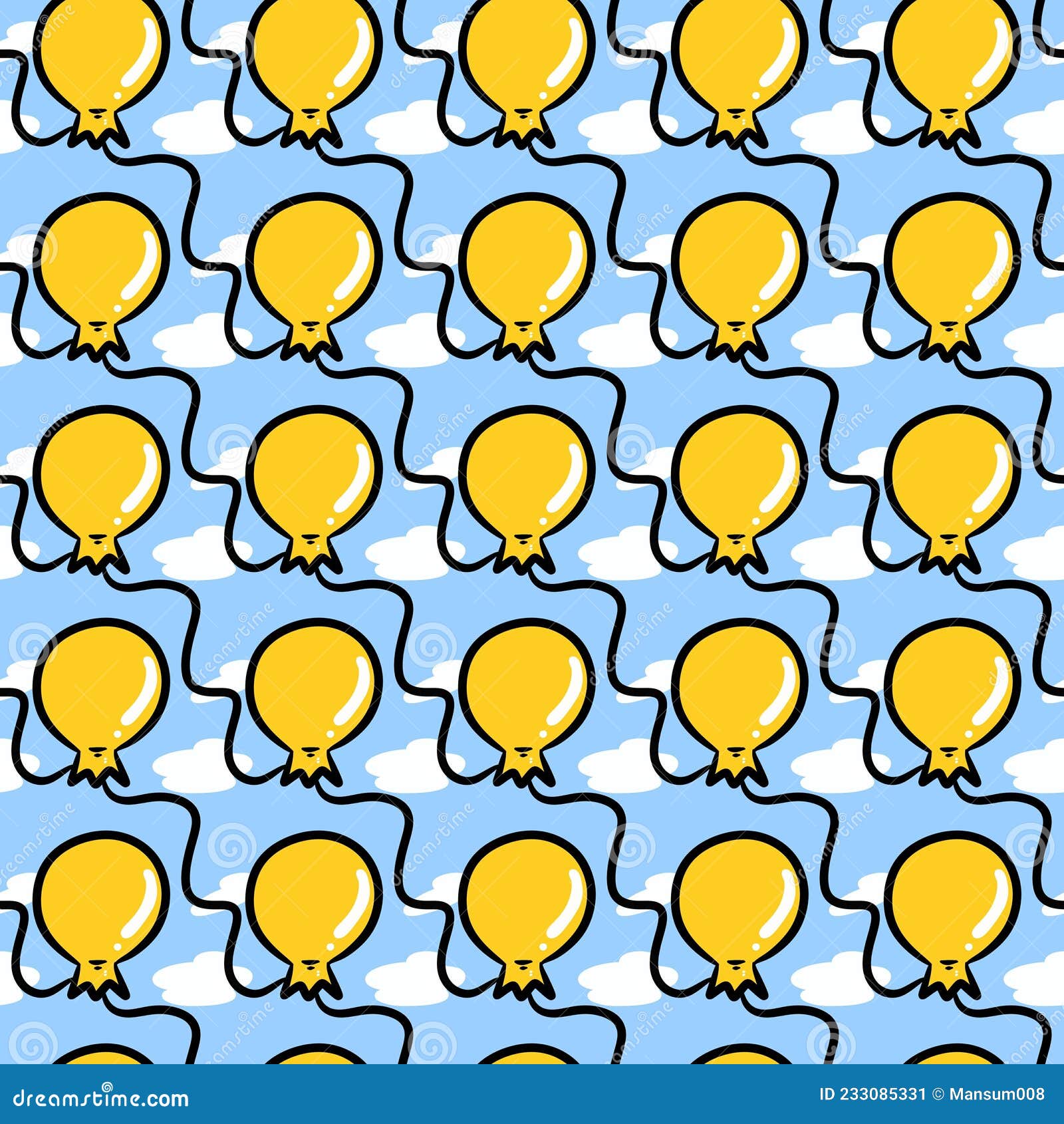 Seamless Pattern of Cute Balloon Cartoon Stock Illustration ...
