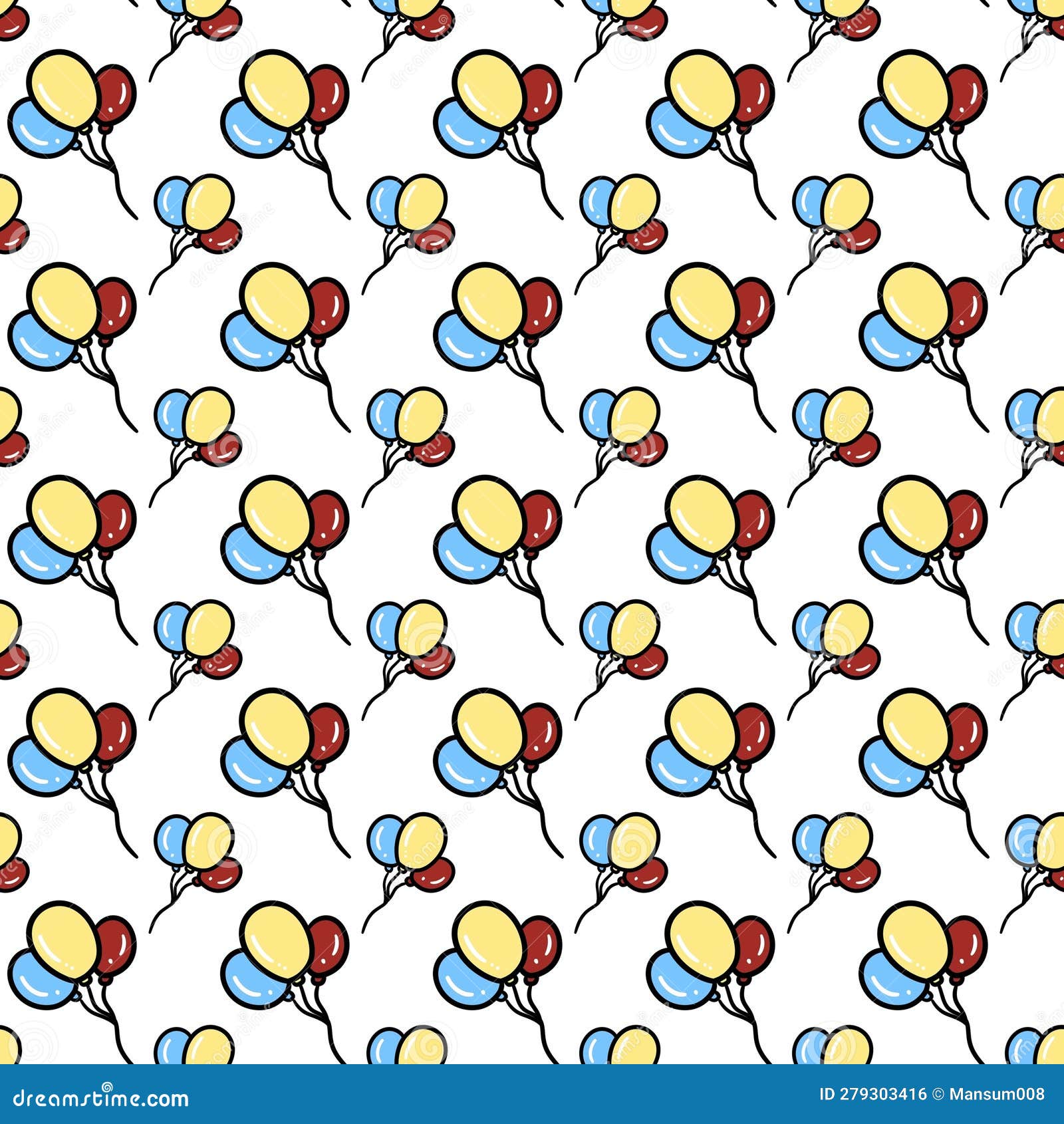 Seamless Pattern of Cute Balloons Cartoon Stock Illustration ...