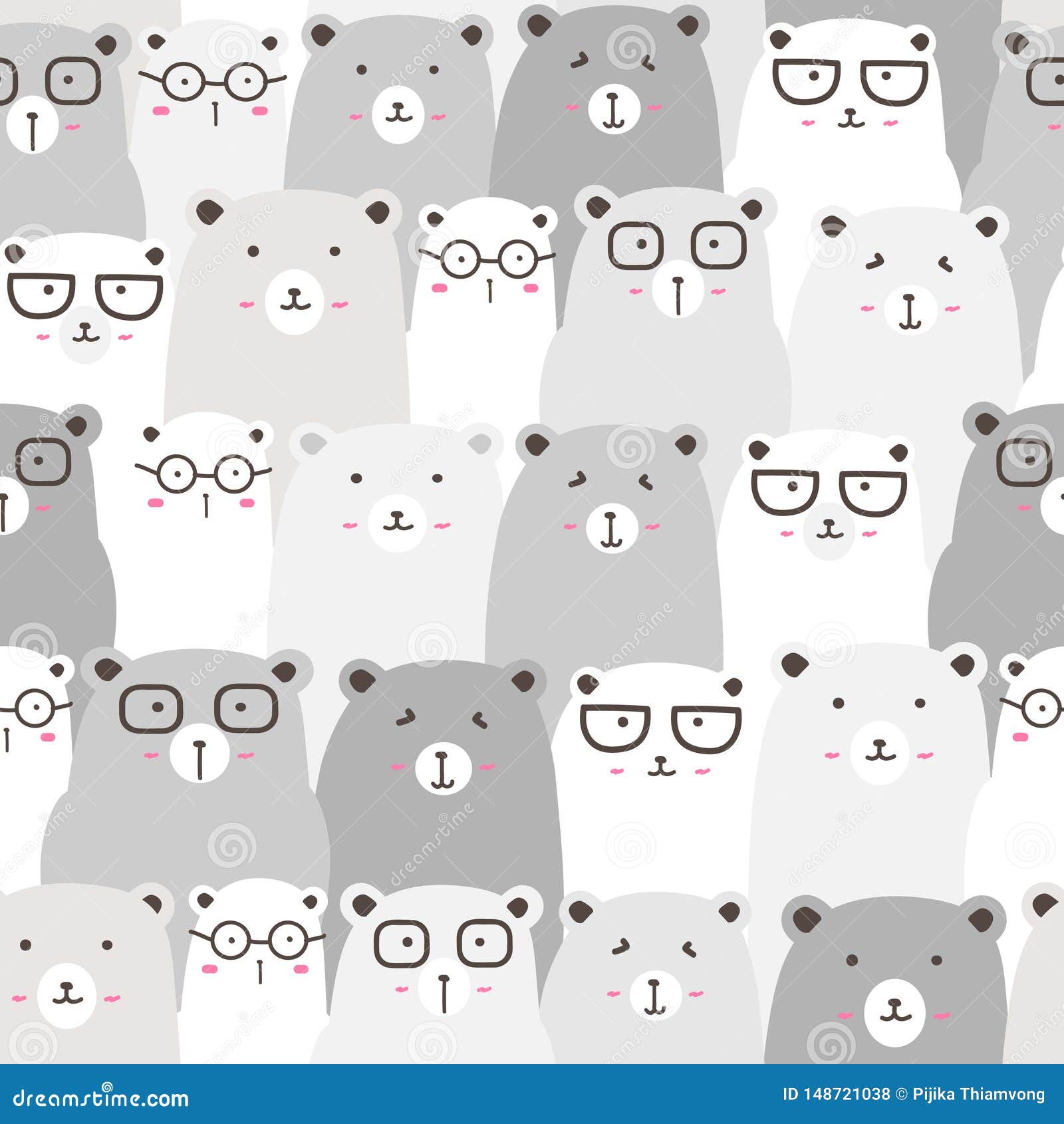 Seamless Pattern with Cute Bear Background, Cute Bear Doodle Art for ... Seamless Pattern with Cute Bear Background, Cute Bear Doodle Art for ...