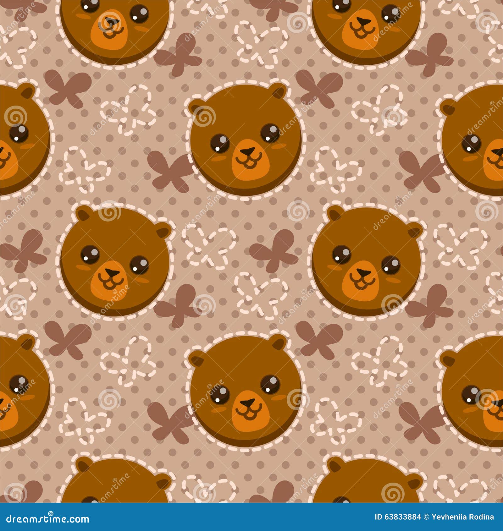 Seamless Pattern with Cute Bear Faces Stock Illustration - Illustration ...