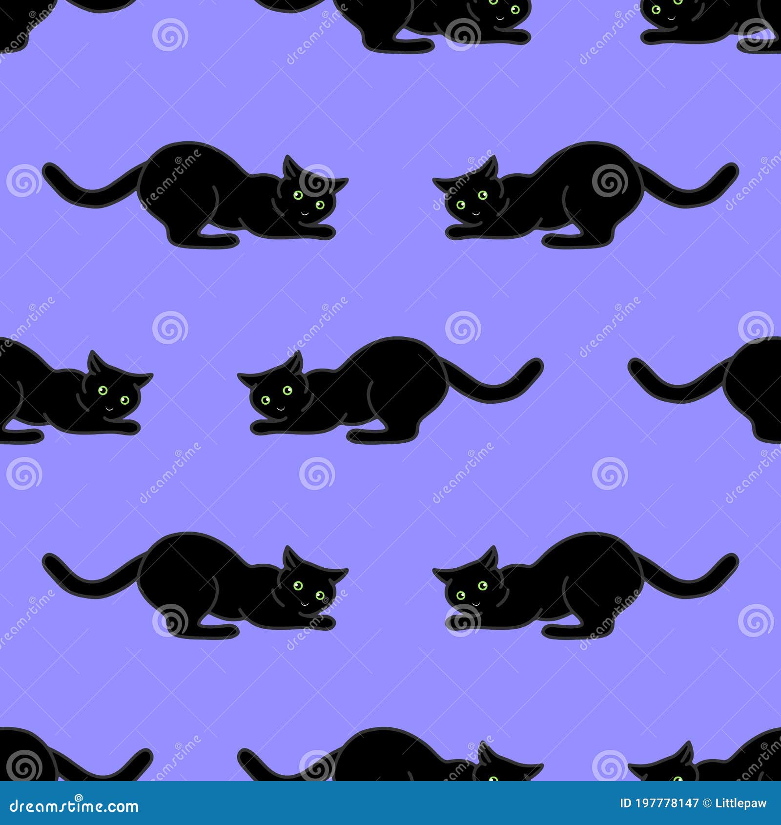 Seamless Pattern with Cute Black Cats. Texture for Wallpapers ...
