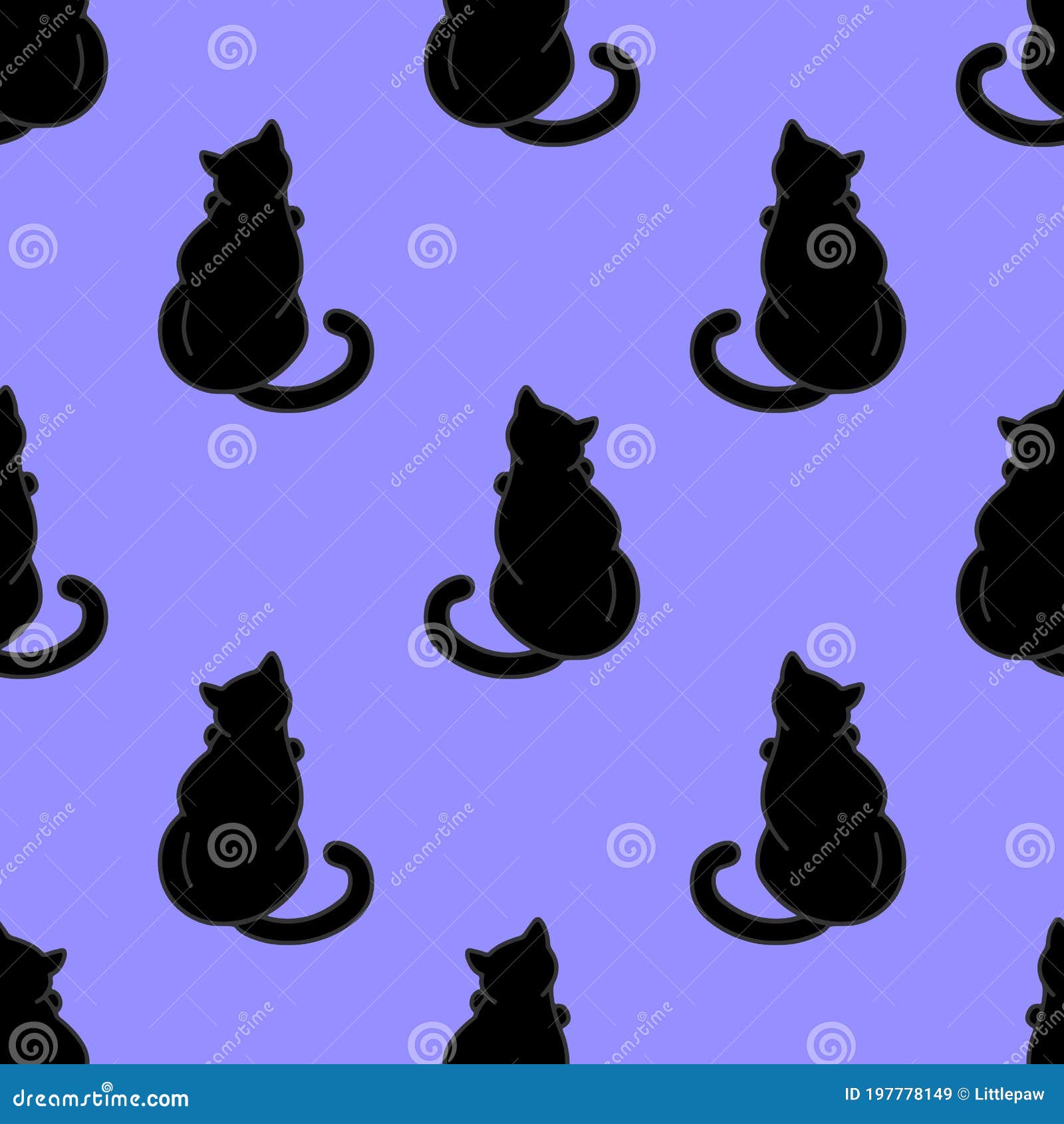 Seamless Pattern With Cute Black Cats. Texture For Wallpapers ...