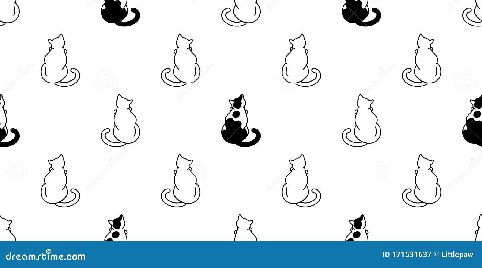 Seamless Pattern with Cute Black and White Cats. Texture for Wallpapers ...