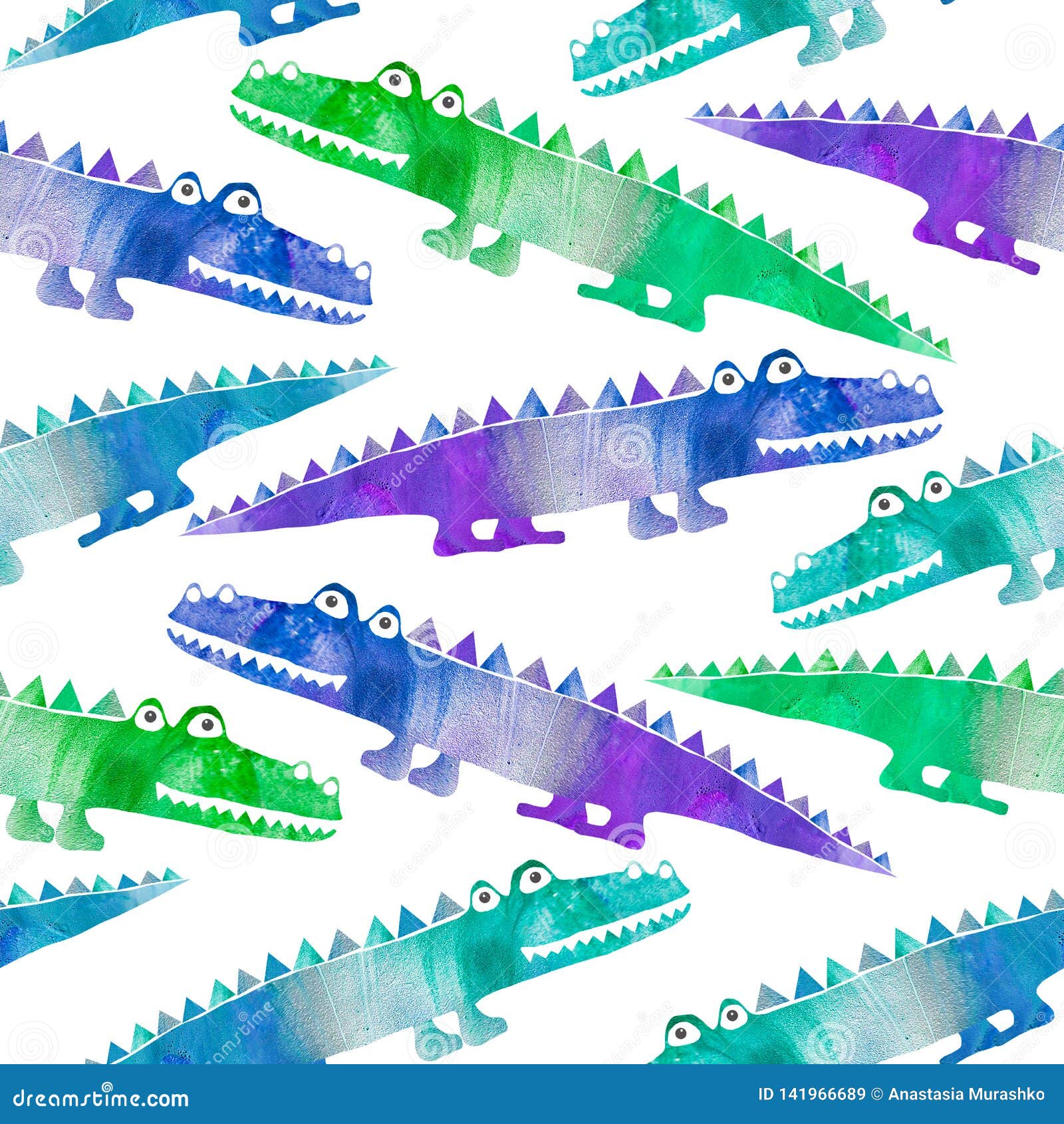 Seamless Pattern with Cute Crocodiles Stock Illustration - Illustration ...