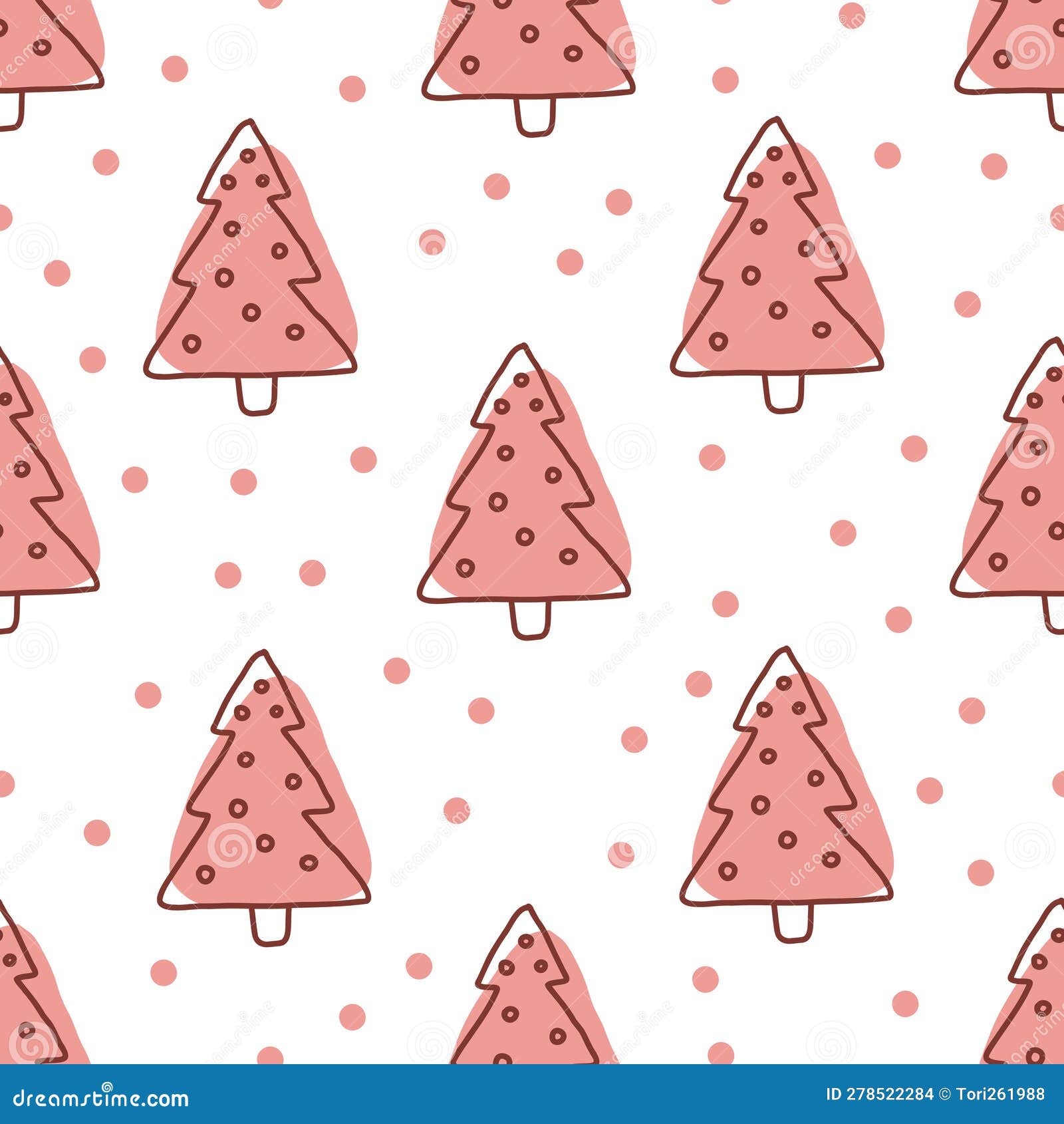 Seamless Pattern with Cute Boho Christmas Trees. Stock Vector ...