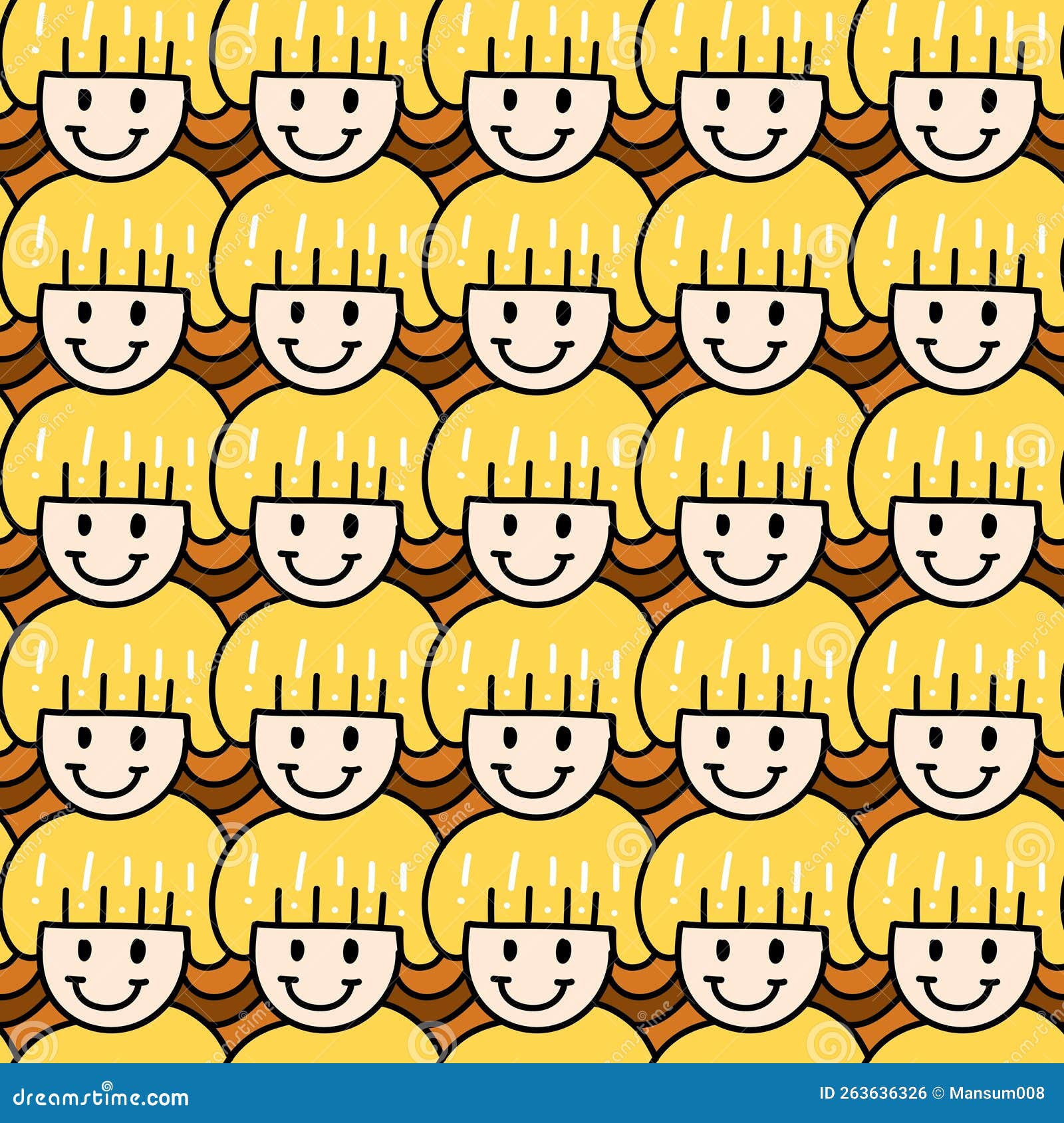 Seamless Pattern of Cute Boy Cartoon Stock Illustration - Illustration ...