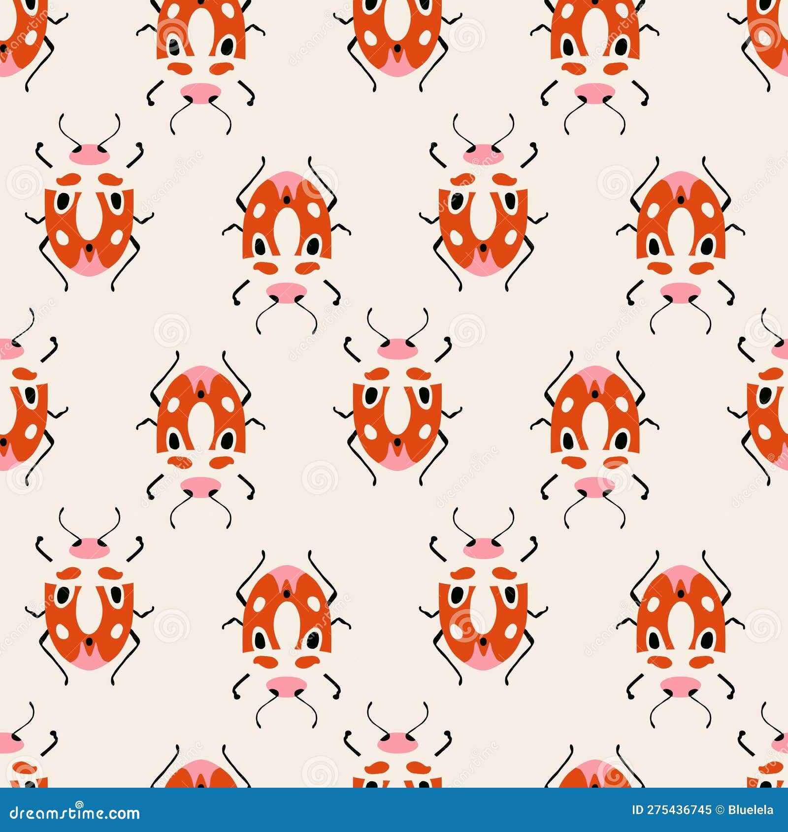 Seamless Pattern with Cute Bugs. Colorful Hand Drawn Vector Stock ...
