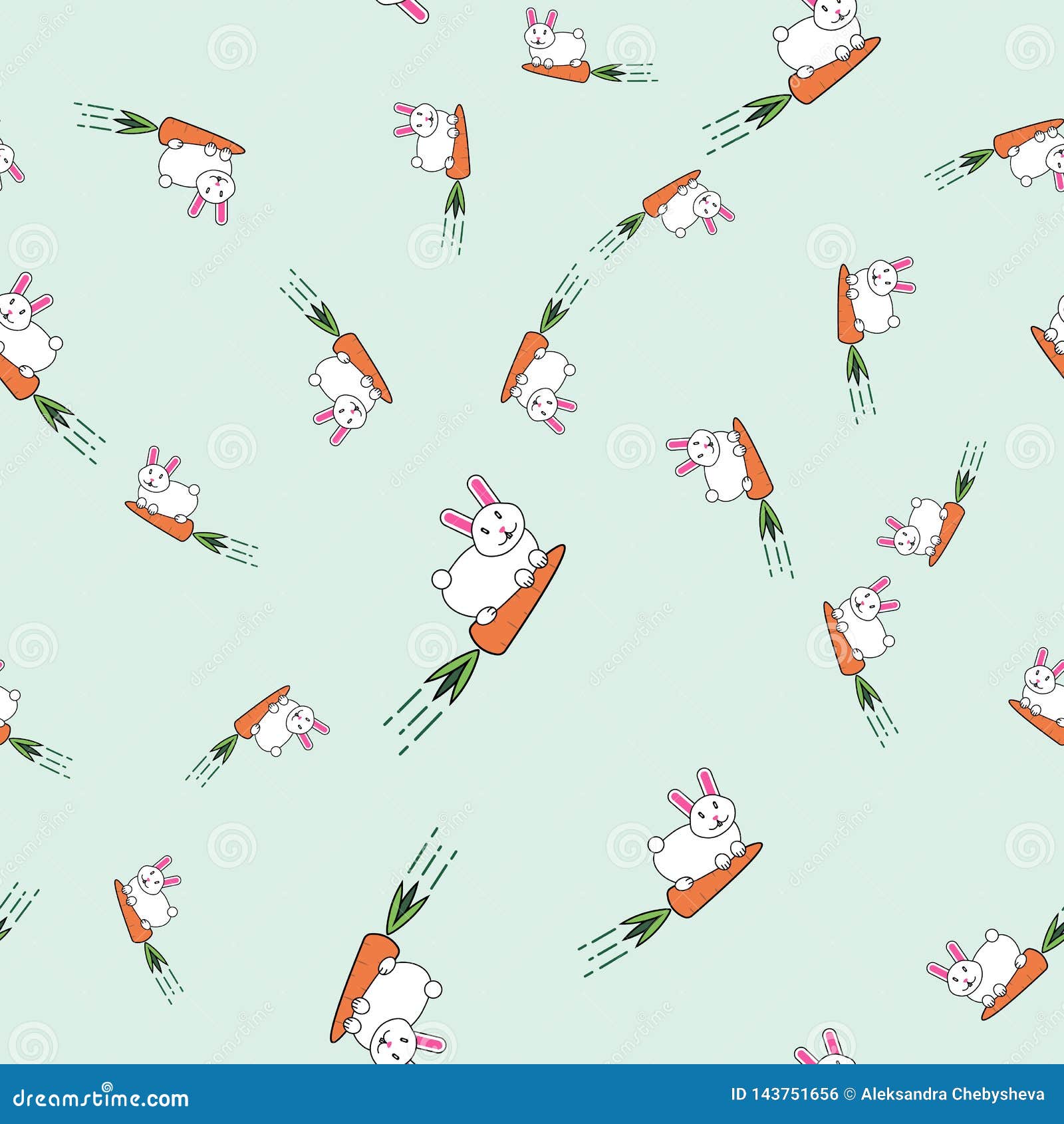 Seamless Pattern with Cute Bunnies and Carrots . Creative Childish ...