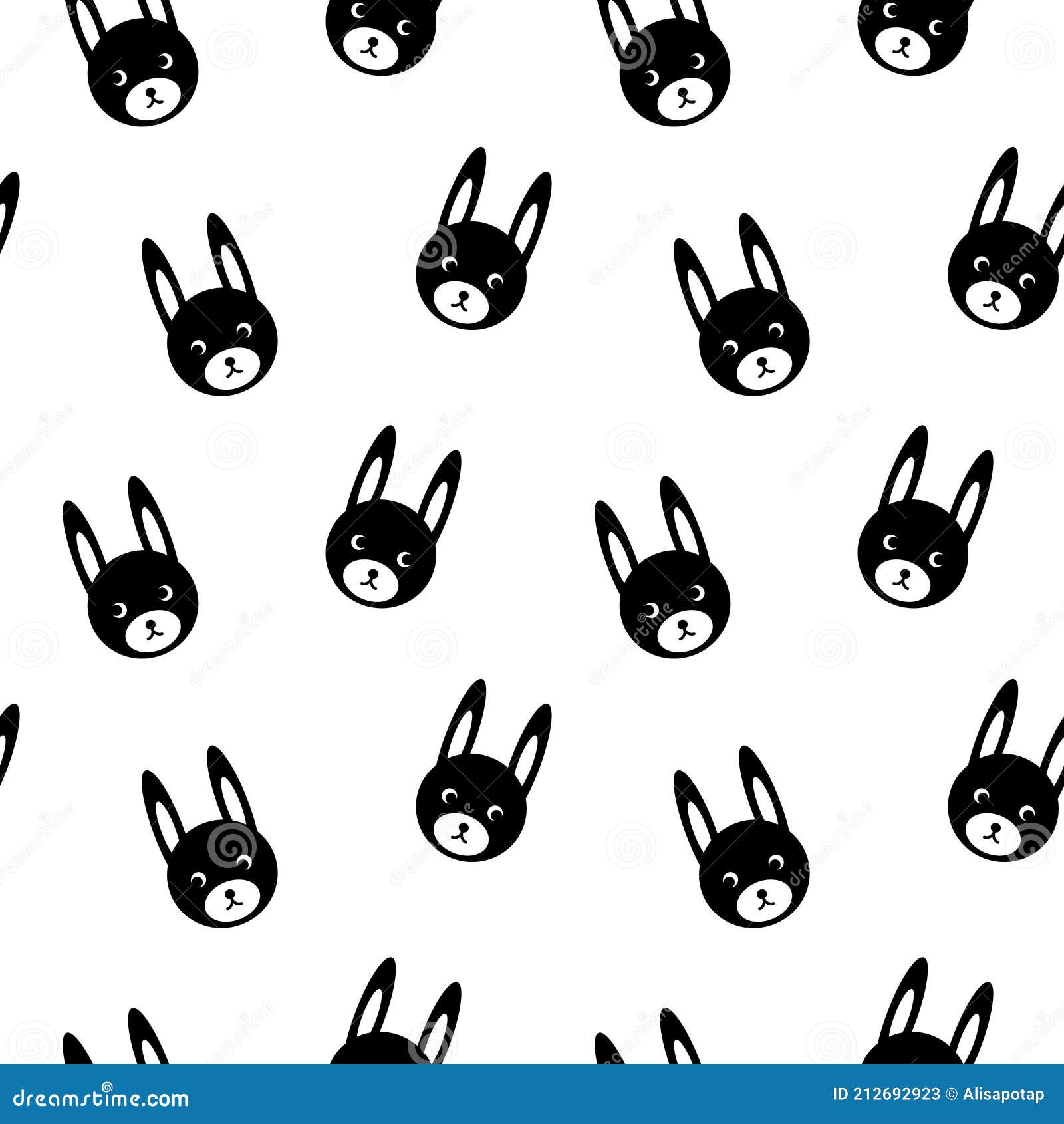 Seamless Pattern with Cute Bunny Faces. Stock Vector - Illustration of ...