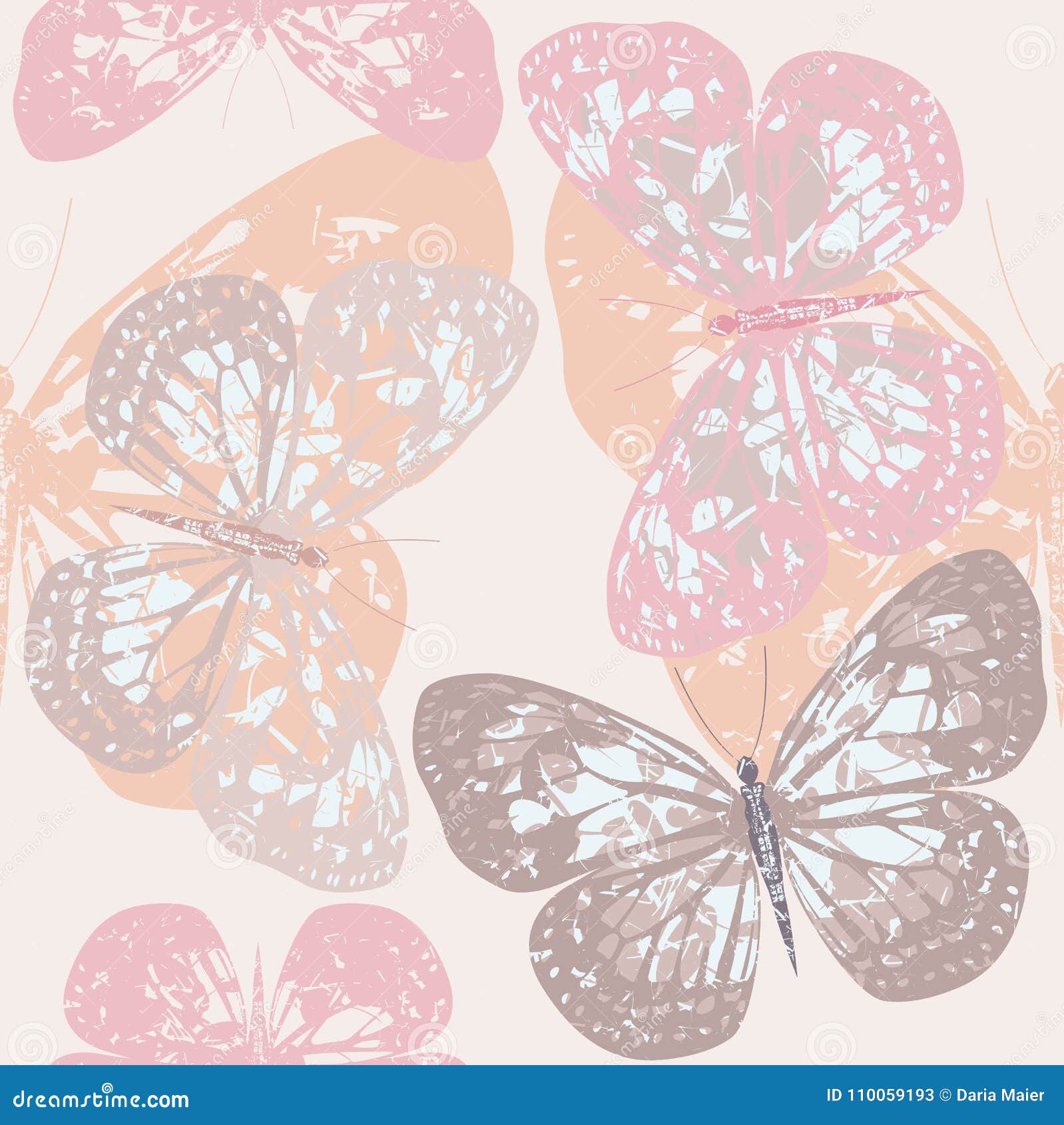 Seamless Pattern with Cute Butterflies Stock Vector - Illustration of ...