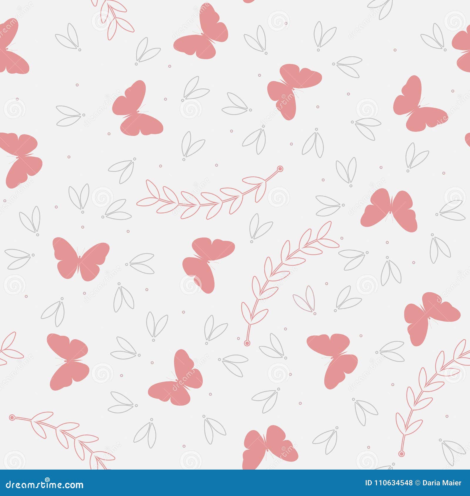 Seamless Pattern with Cute Butterflies Stock Vector - Illustration of ...