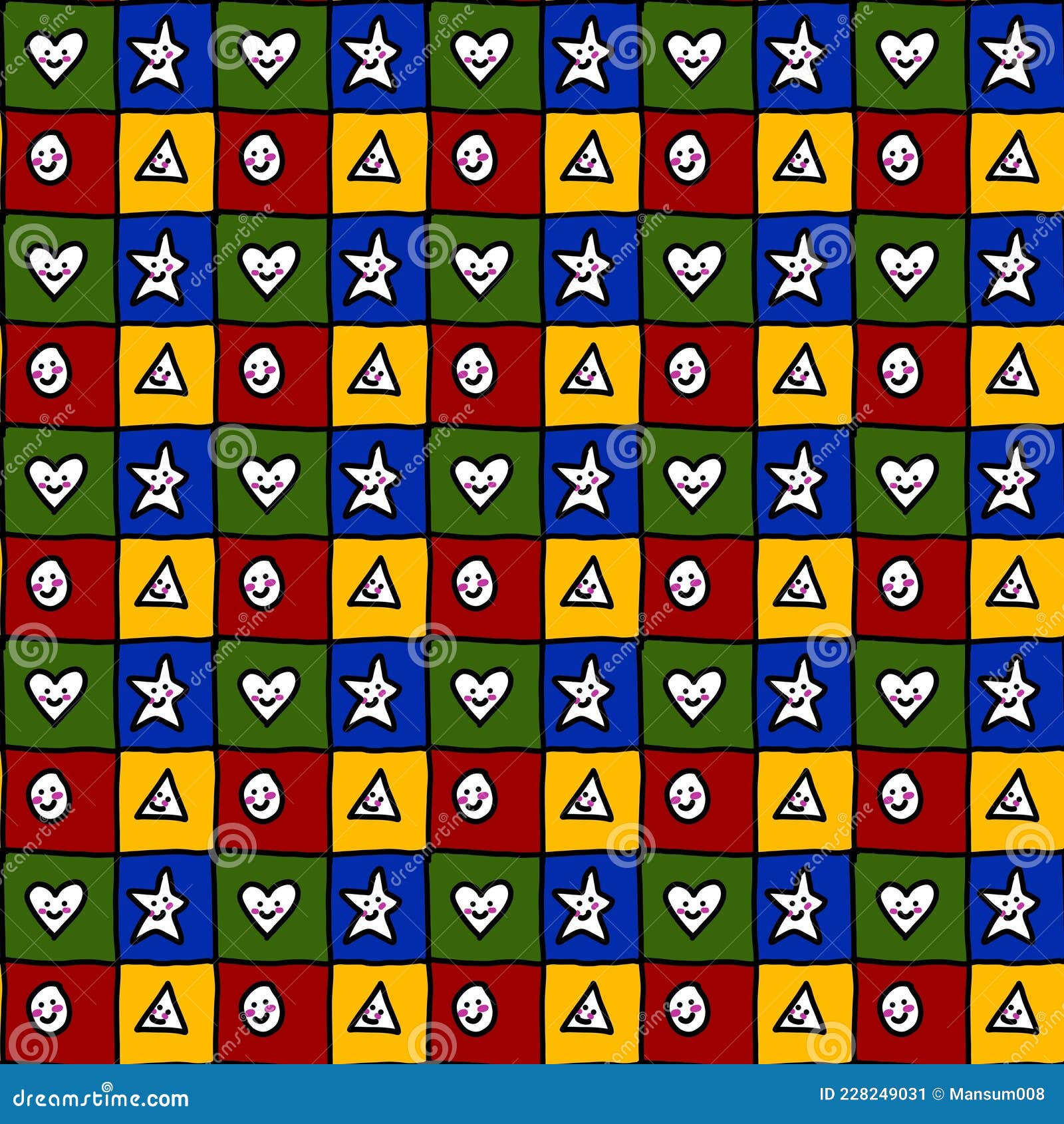 Seamless Pattern of Cute Cartoon Background Stock Illustration ...